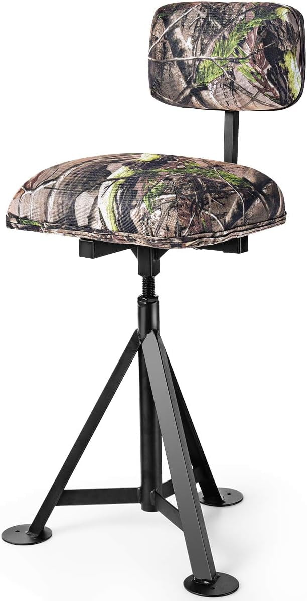QSJIAYI 360 Swivel Camo Hunting Chair, Multi-Position Height Adjustable ...