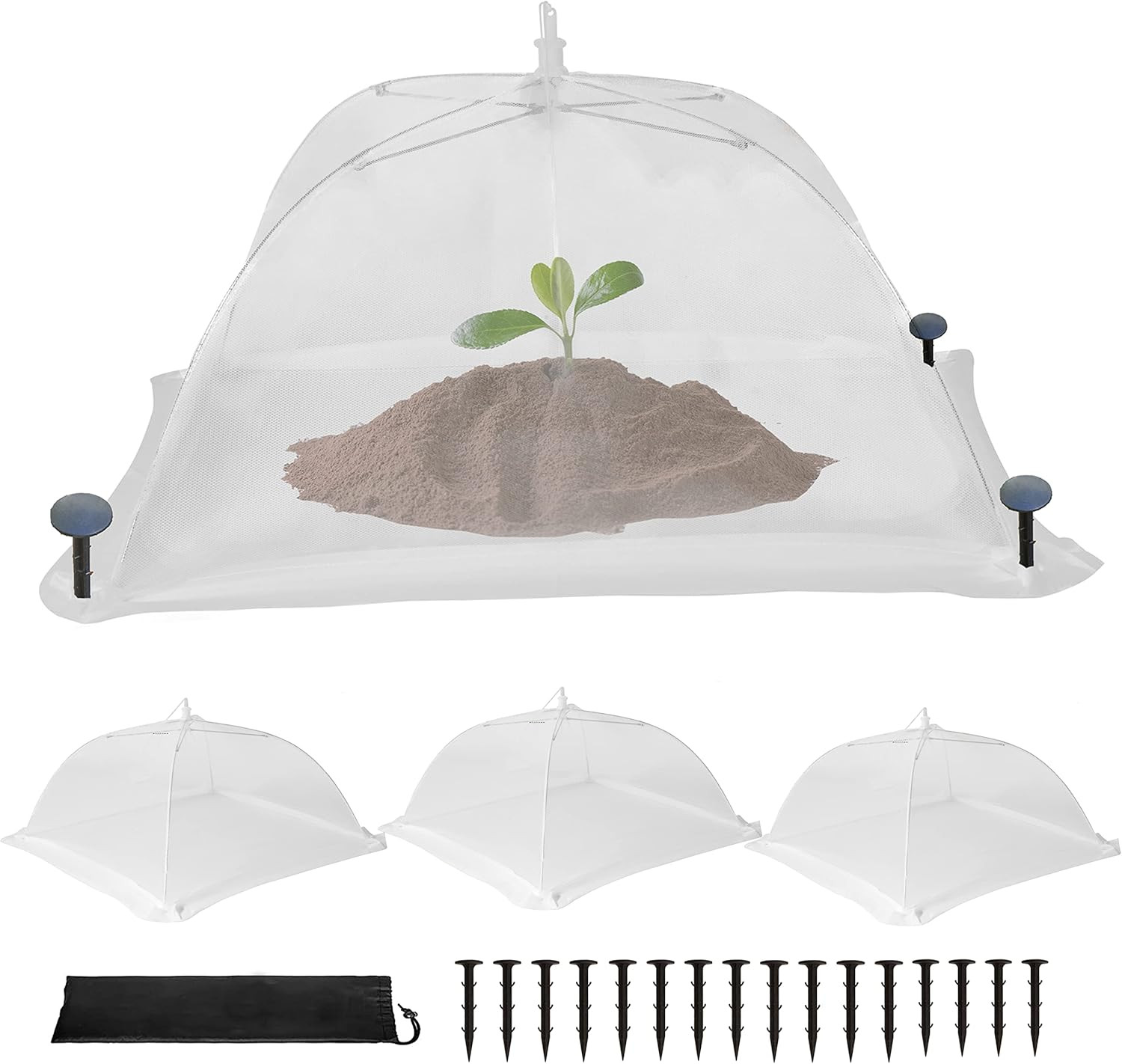 QSJIAYI 4 PCs Plant Protectors from Animals Mesh Plant Cover for ...