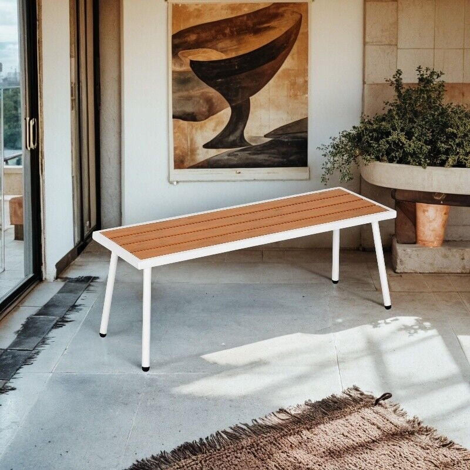 QSJIAYI 47" Outdoor Bench, Weatherproof Backless Patio Benches with ...