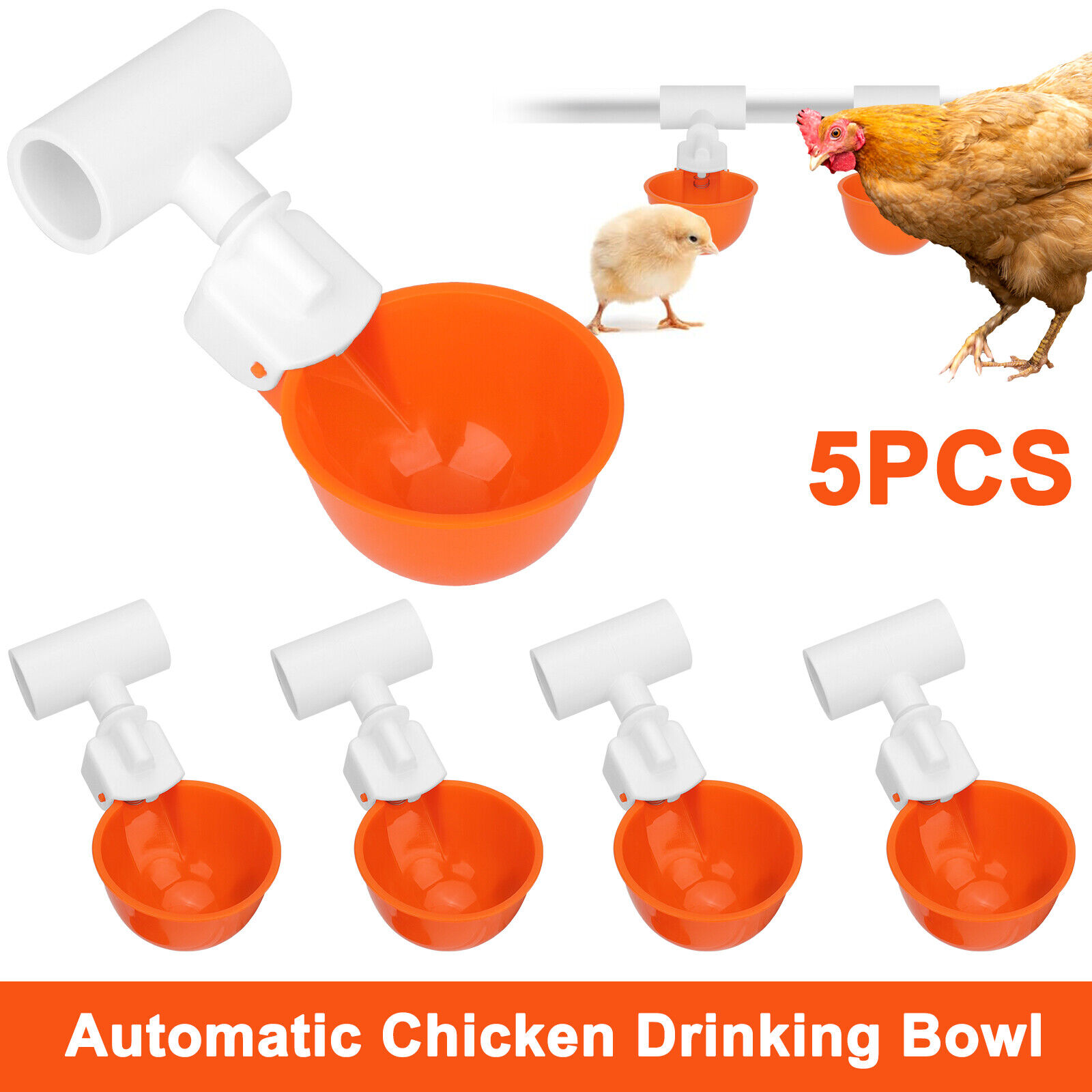 QSJIAYI Chicken Waterer 5PCS Poultry Water Cups for Birds Easy Install ...