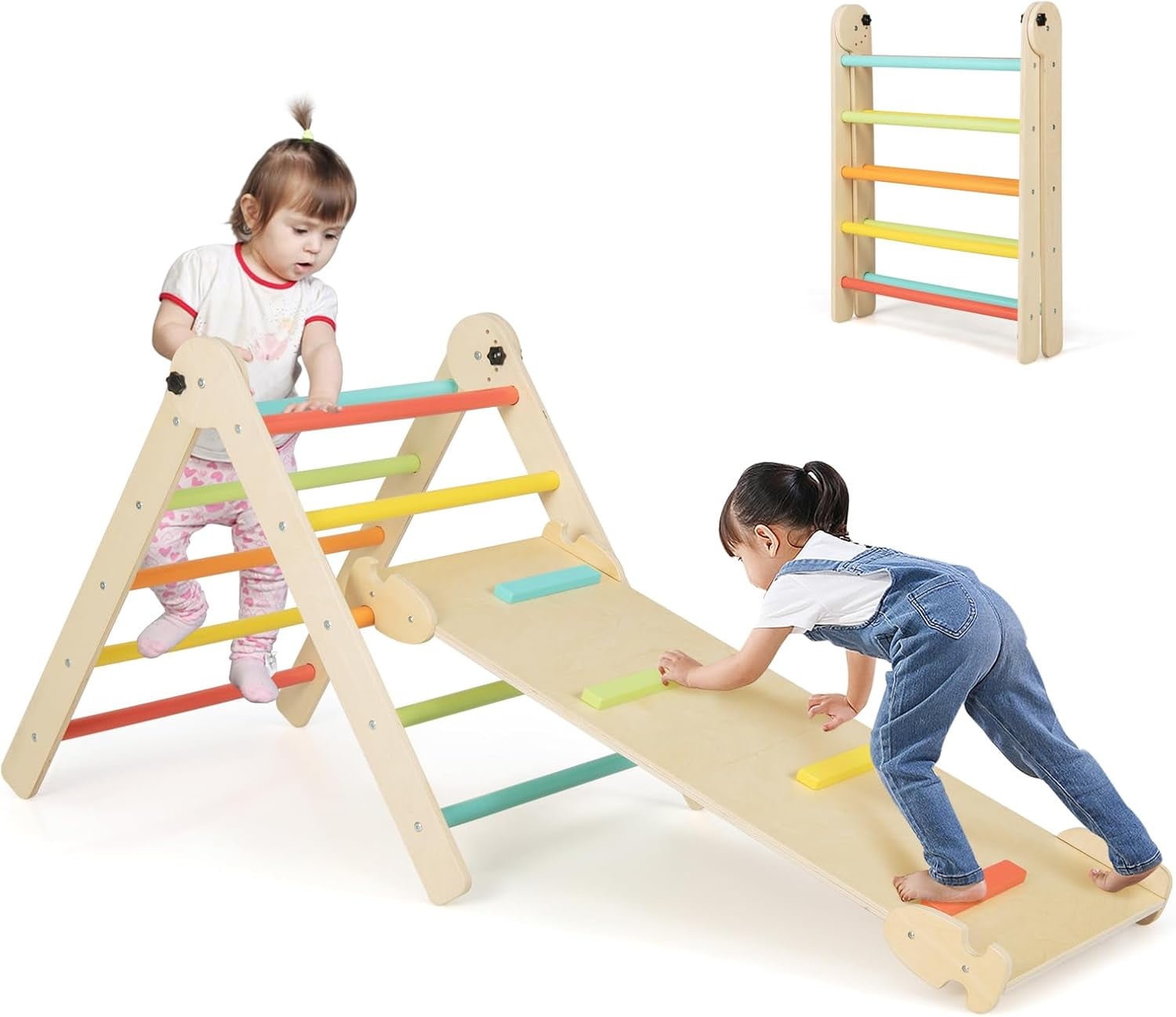 QSJIAYI Climbing Toys for Toddlers, 4 in 1 Foldable Wooden Montessori ...