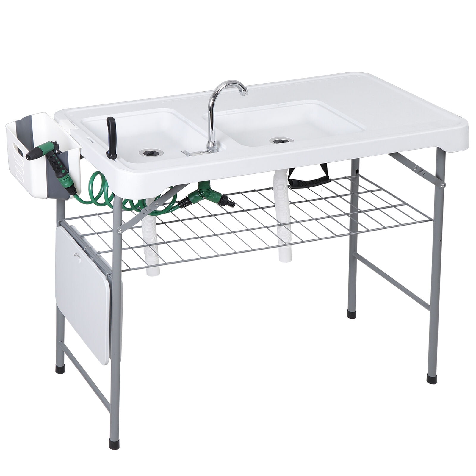 QSJIAYI Fish Cleaning Table with Sink, 42.4" Width Portable Folding ...