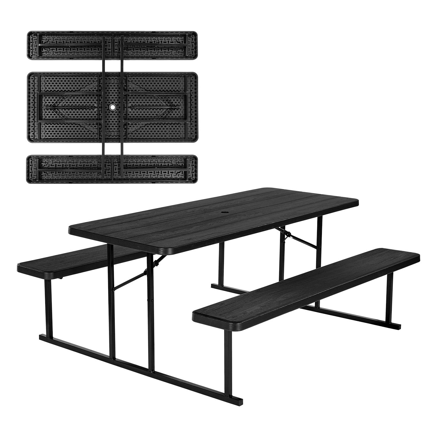 QSJIAYI Foldable Picnic Table, 6 FT Folding Picnic Tables with Benches ...