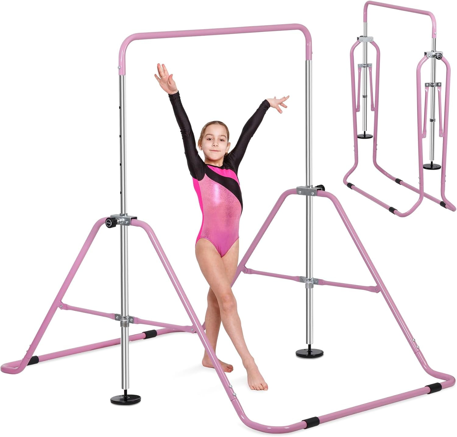 QSJIAYI Gymnastic Bar for Kids, Height Adjustable Gymnastics Horizontal ...