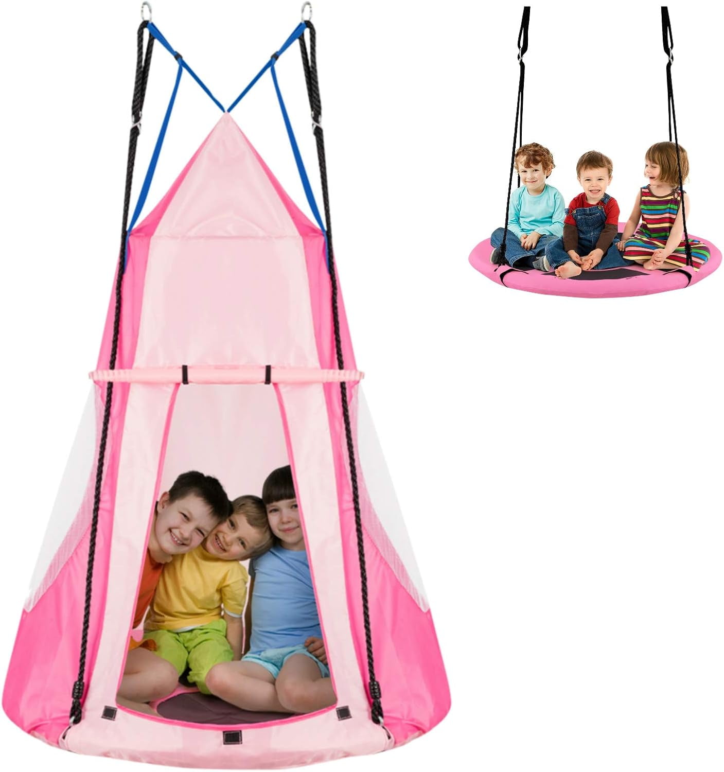 QSJIAYI Kids Hanging Chair Swing Tent, 2-in-1 40 Inch Hammock Tree ...