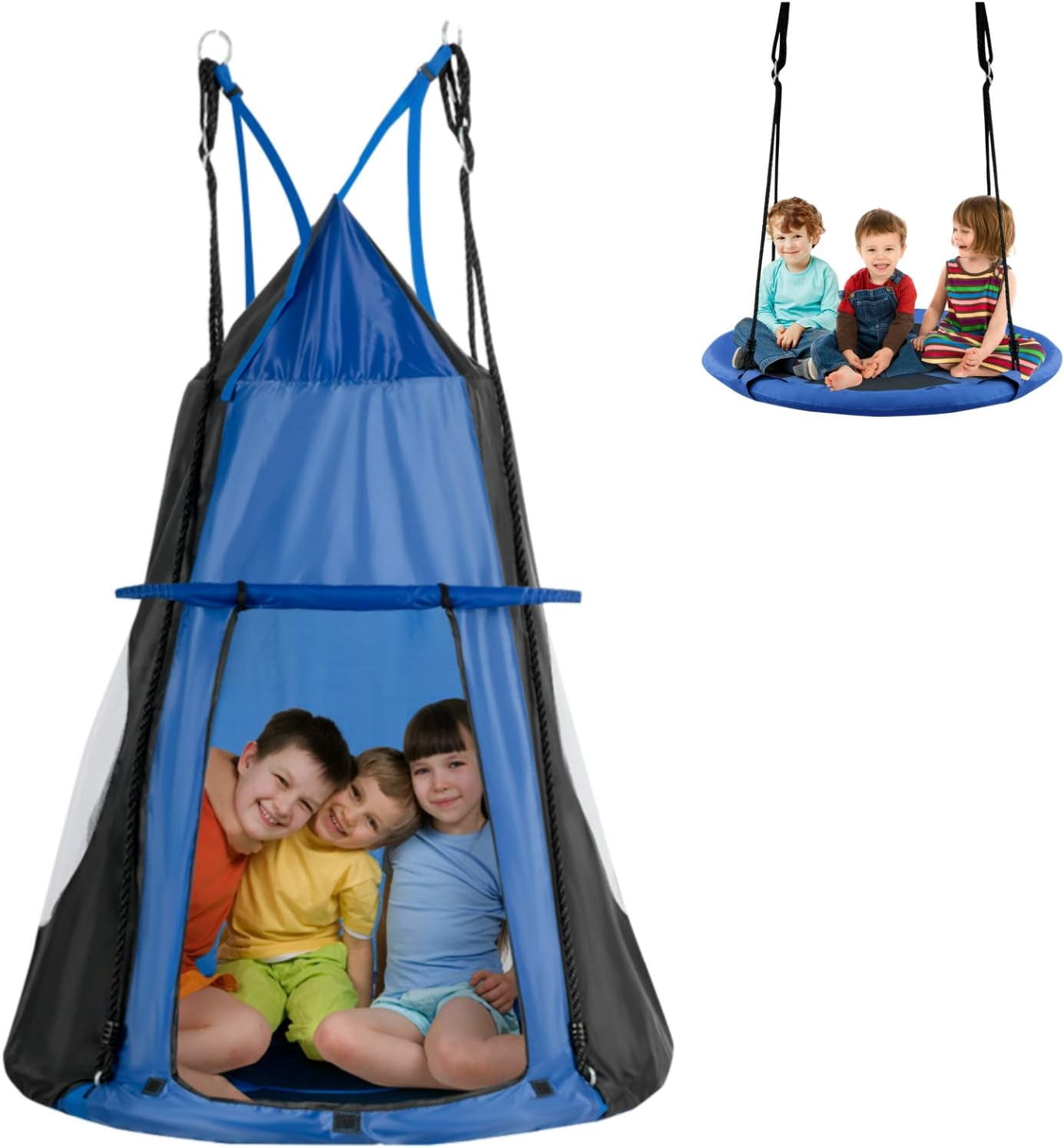 QSJIAYI Kids Hanging Chair Swing Tent, 2-in-1 40 Inch Hammock Tree ...