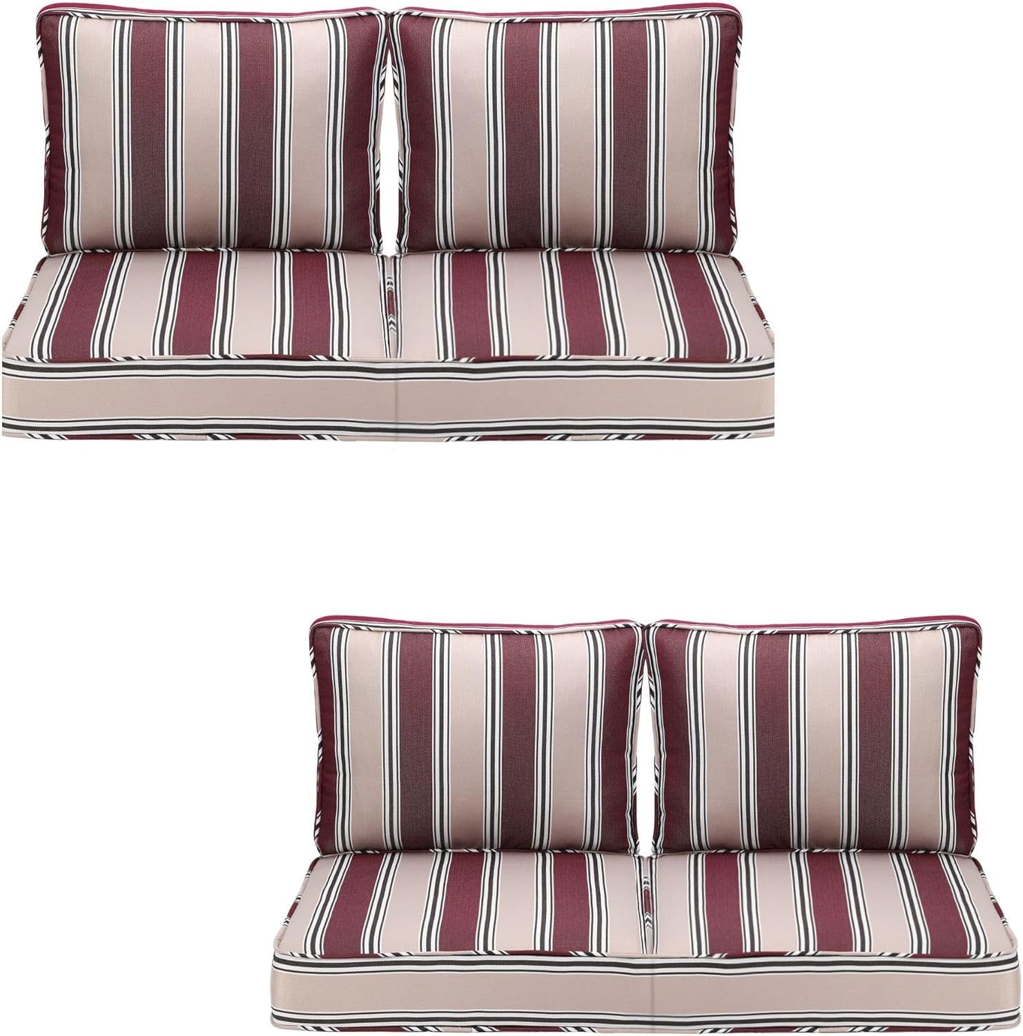 QSJIAYI Outdoor Deep Seating Cushion Set, 24" x 24", Waterproof & Fade ...