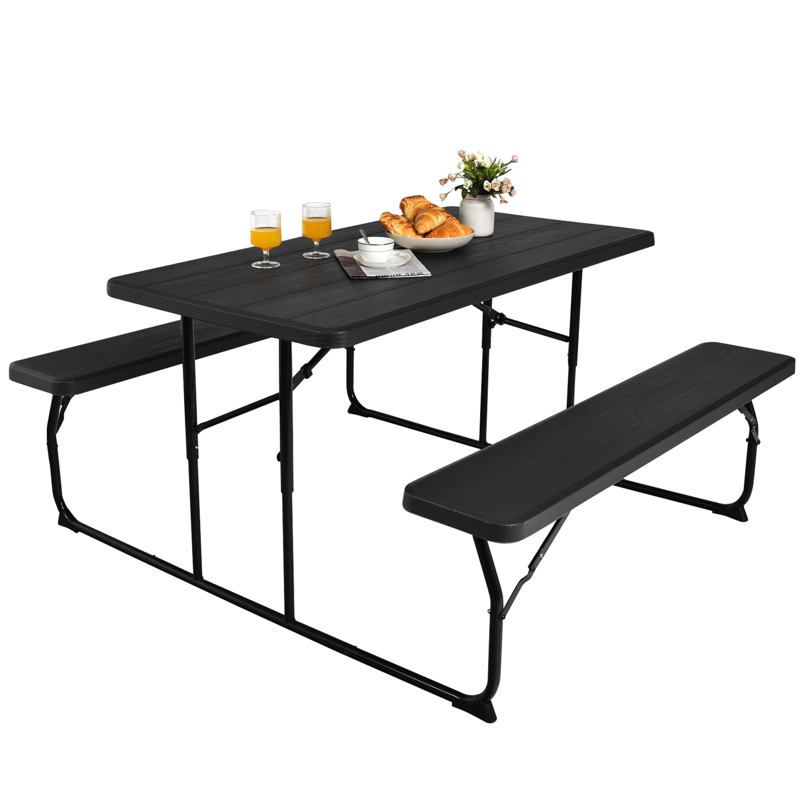 QSJIAYI Picnic Table,550 LBS Folding Picnic Tables with Benches&Seats ...