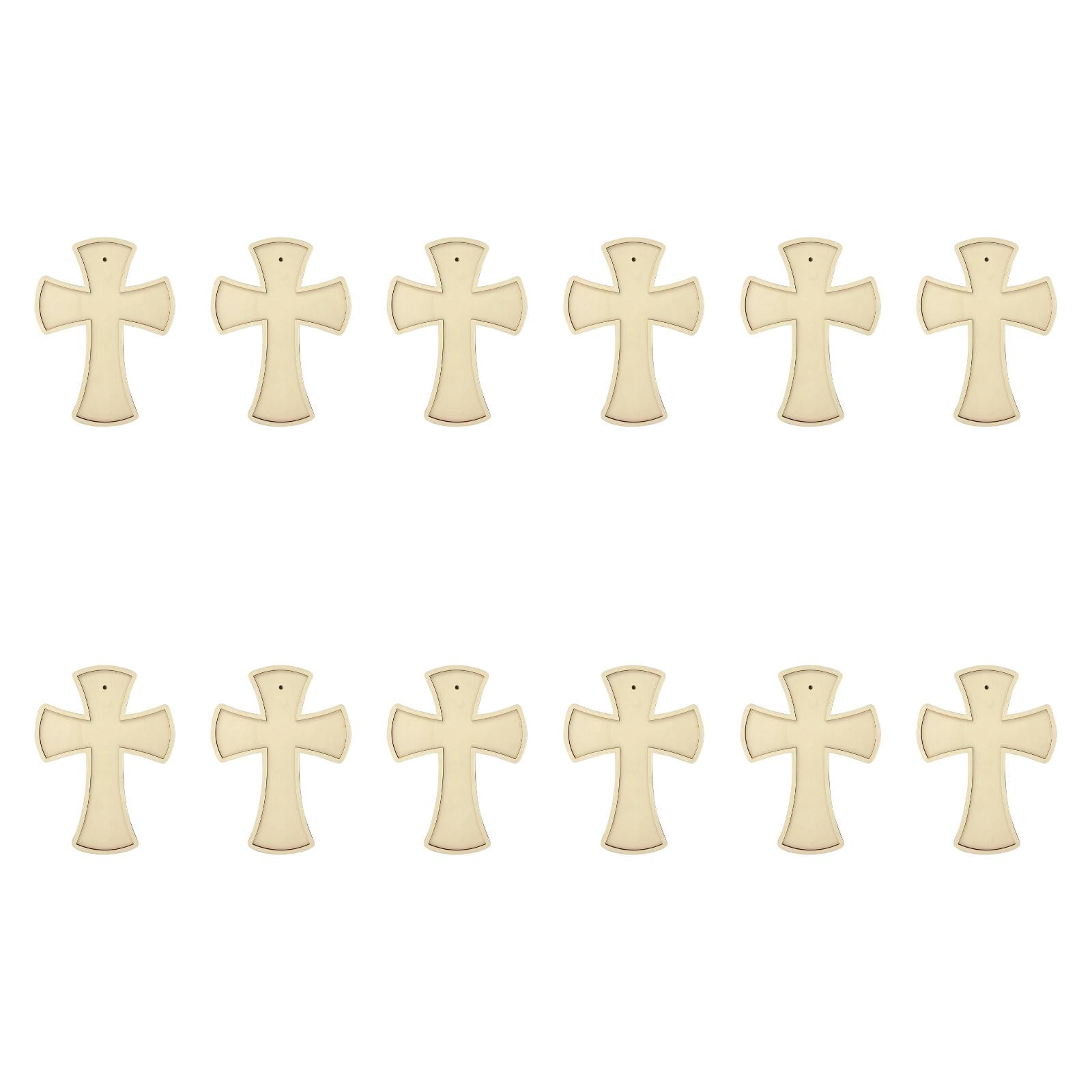 QSTDGVPW 12Pcs Wooden Crosses for Crafts Cross Shaped Wooden Pieces for ...