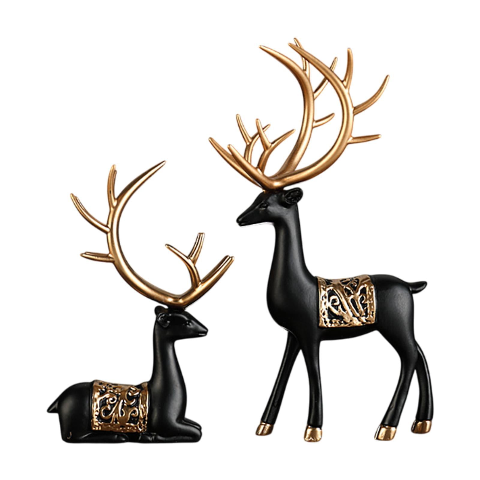 QSTDGVPW 2 Pieces Deer Sculptures Animal Statues Table Centerpiece ...