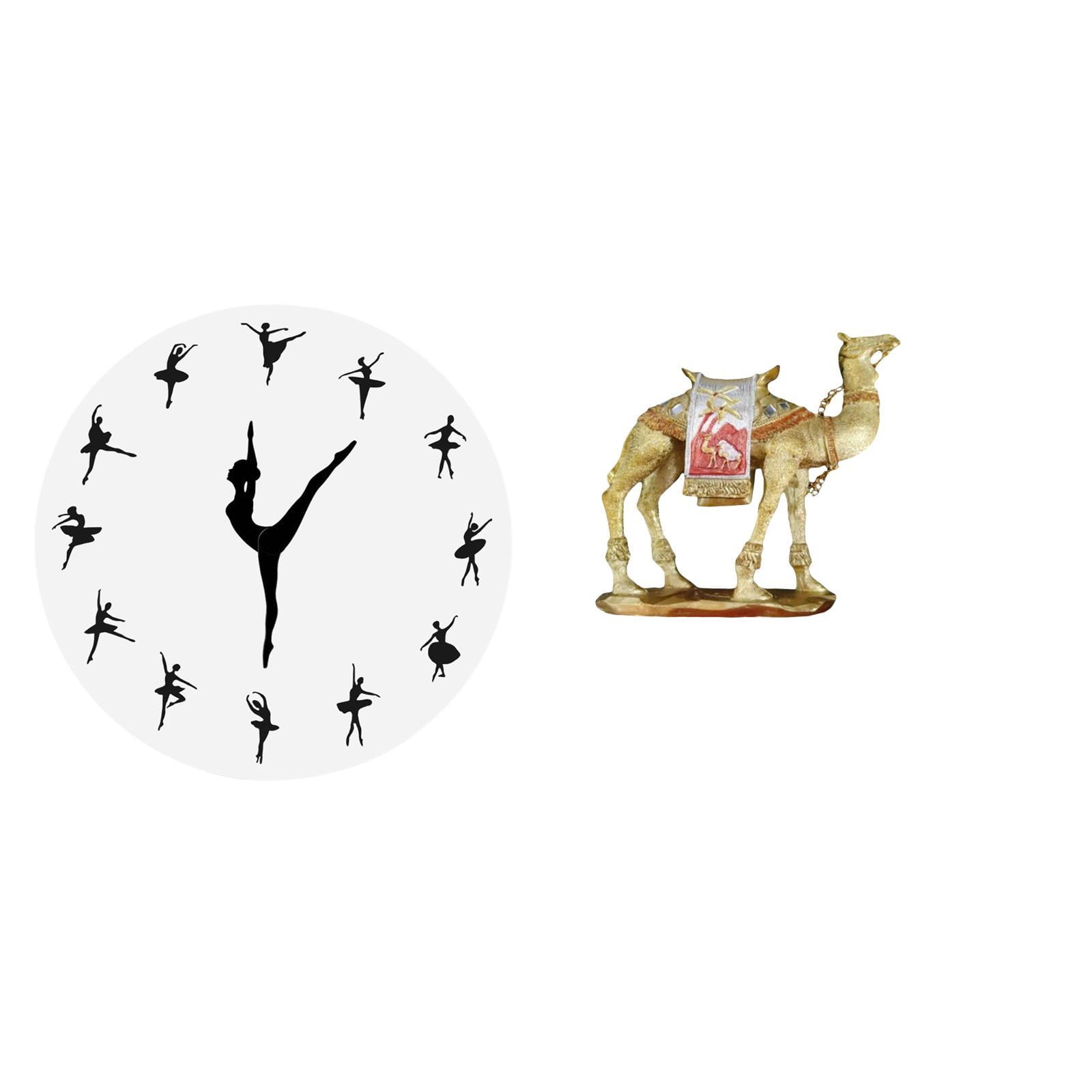 QSTDGVPW Ballet Dancing Girl Wall Clock with Camel Figurine Resin ...