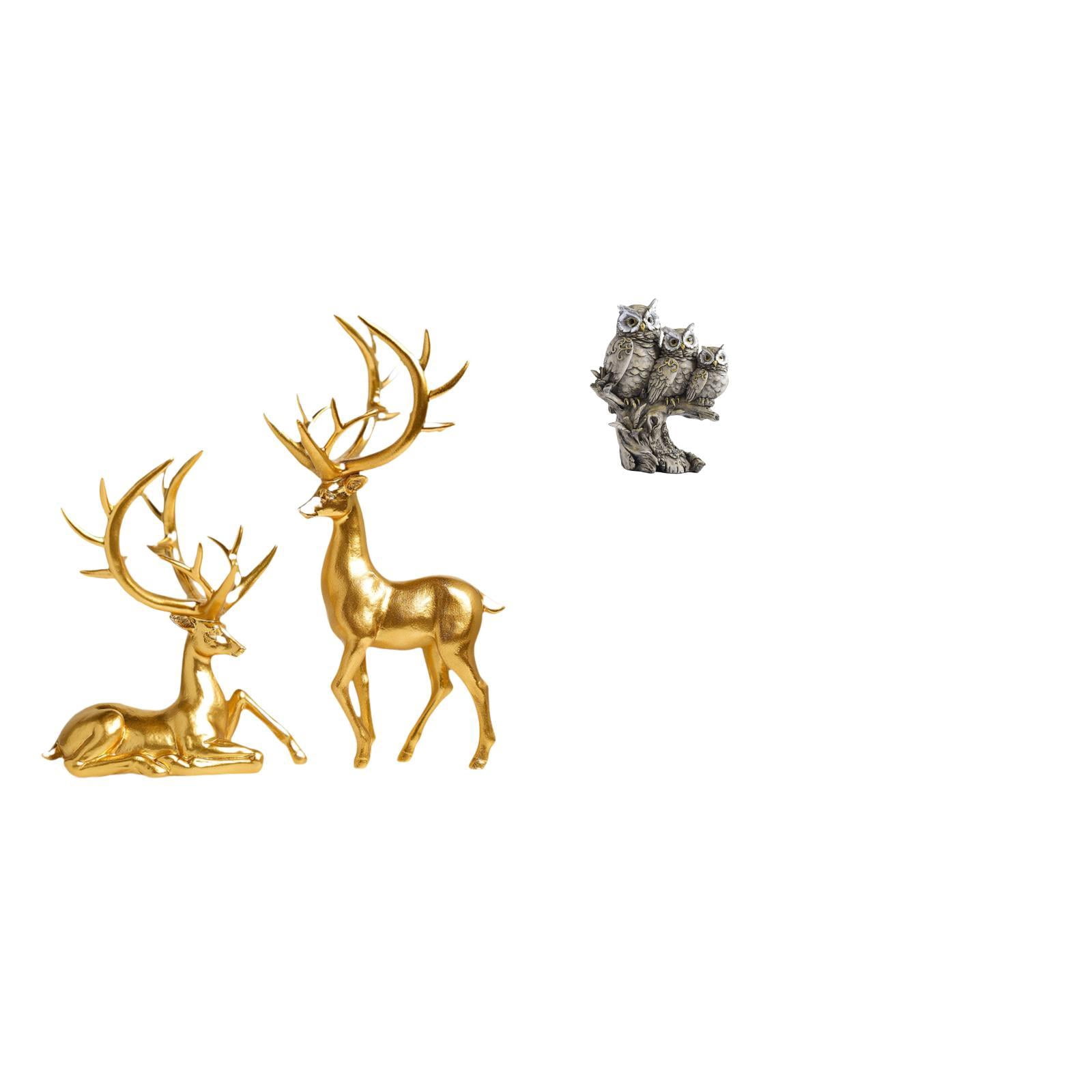 QSTDGVPW Couple Deer Statues Decorative Sculptures Collection Resin ...