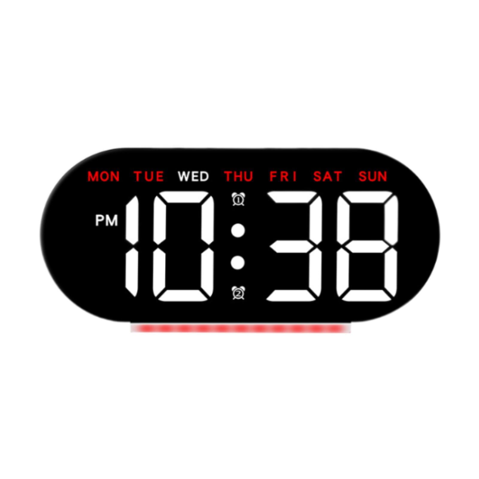 QSTDGVPW Digital Alarm Clock Date Week Adjustable with Ambient Light ...