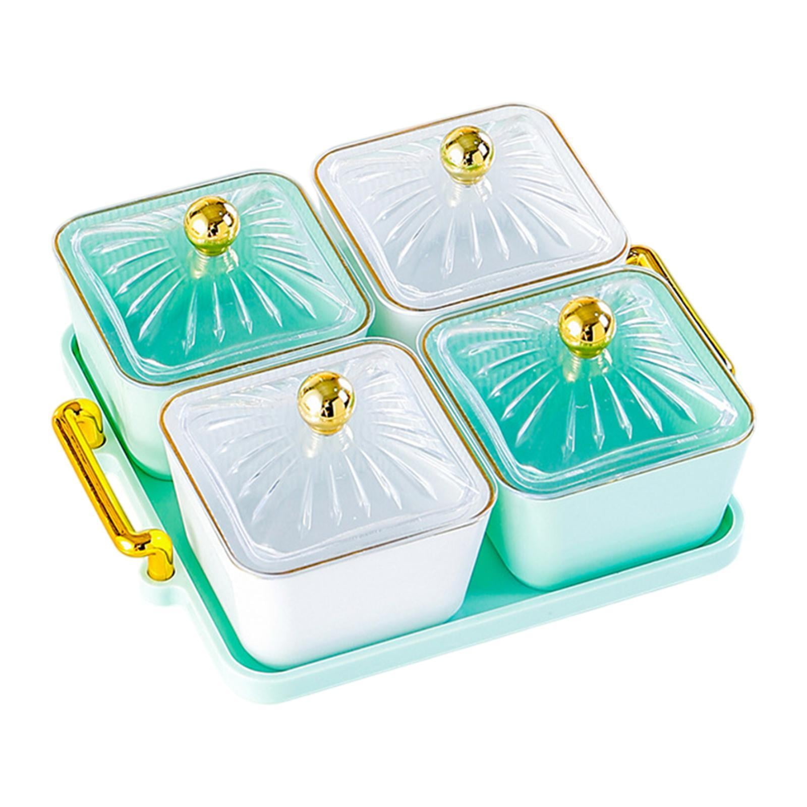 QSTDGVPW Divided Serving Platter Snack Serving Tray with Cover and ...