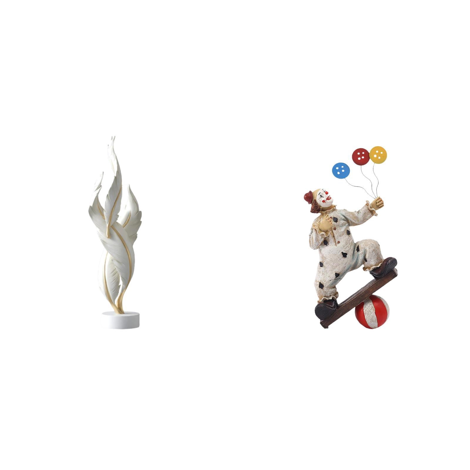 QSTDGVPW Feather Clown Sculpture Modern Statue Resin Collection Art ...