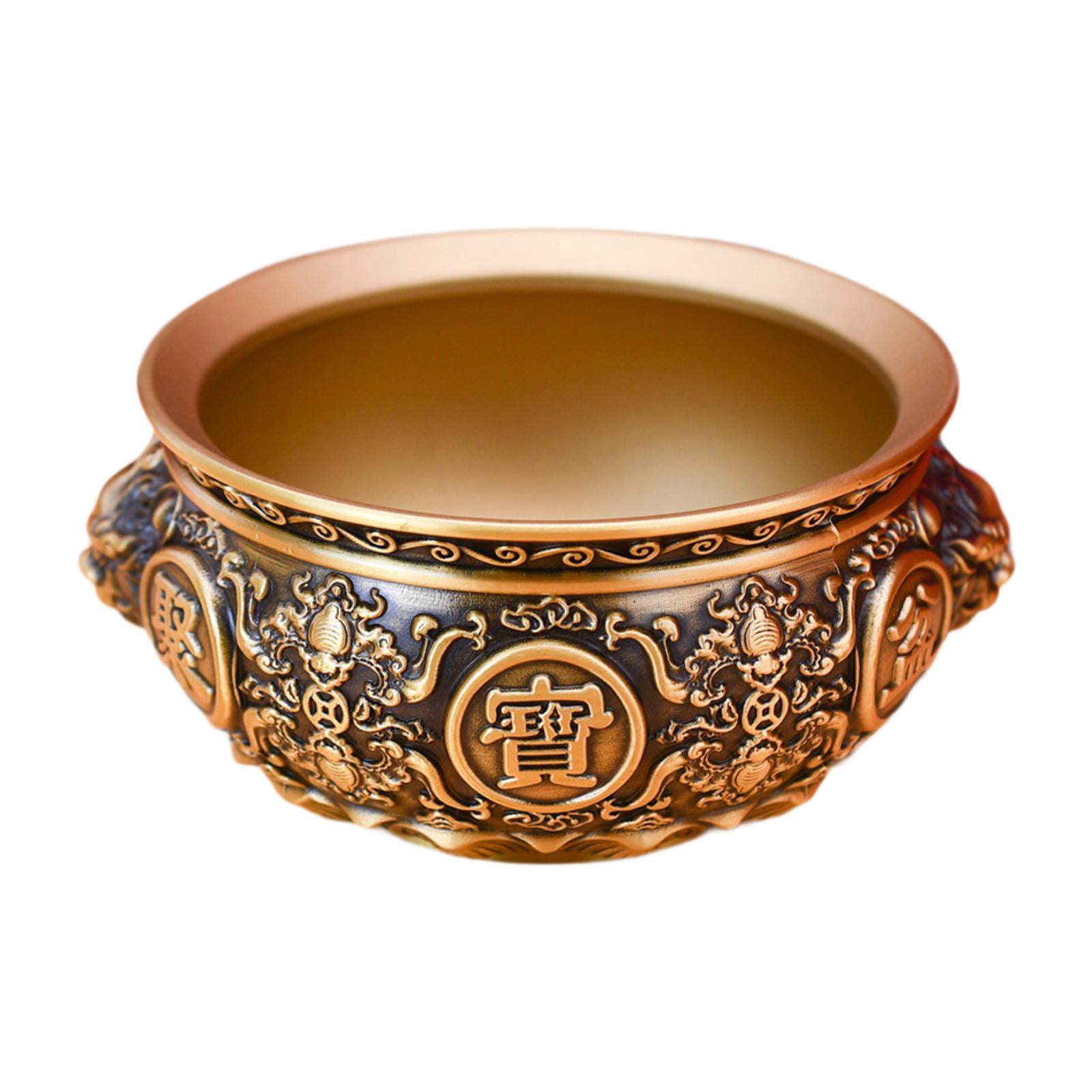 QSTDGVPW Feng Shui Treasure Bowl Tabletop Ornament Brass Offering Bowl ...