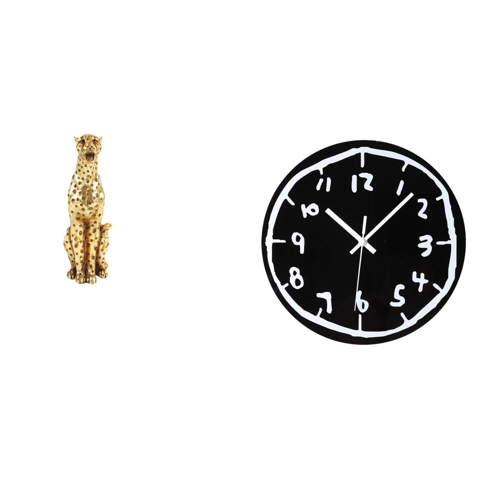 QSTDGVPW Golden Acrylic Cheetah Clock Sculpture Modern Minimalist Art ...
