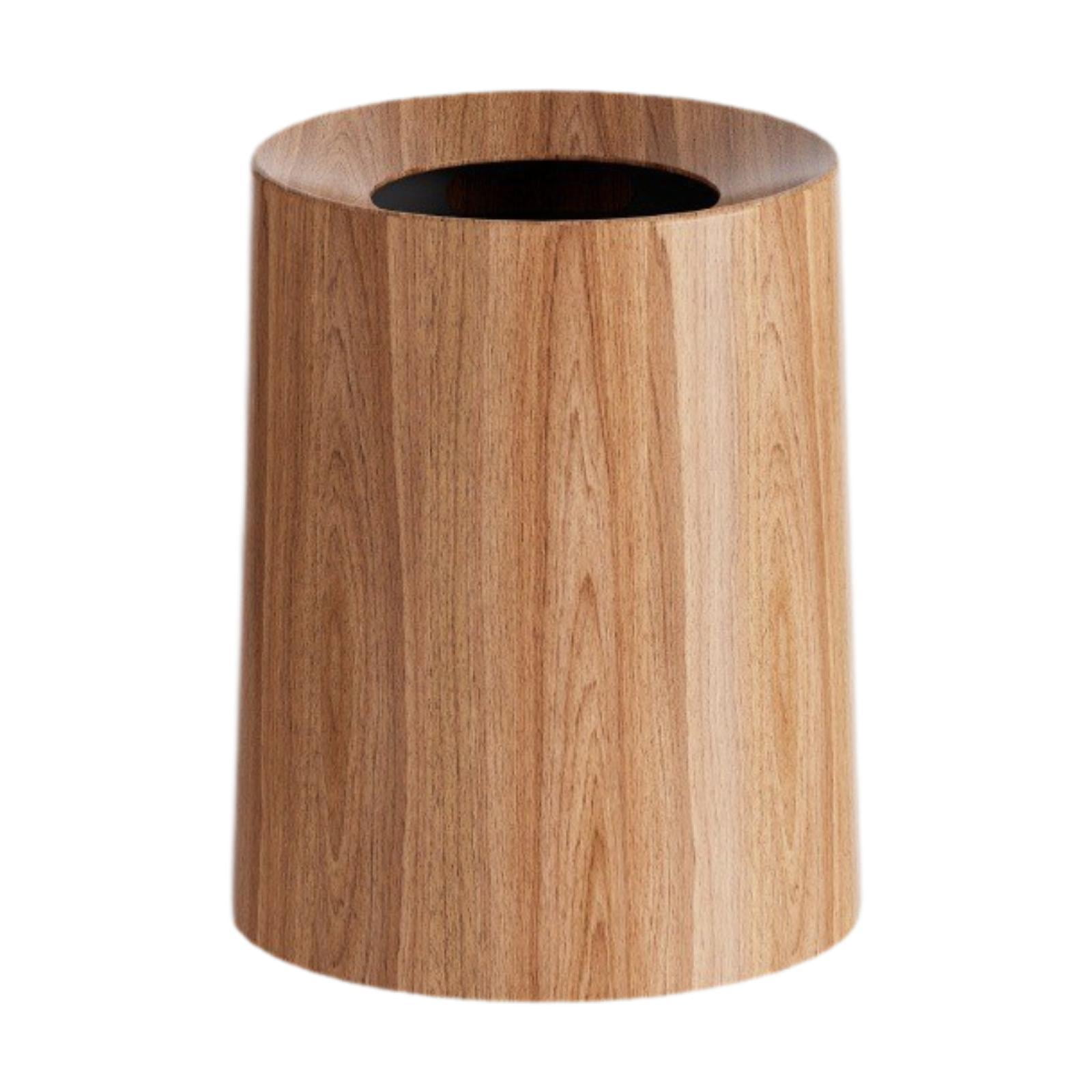 QSTDGVPW Imitation Wood Grain Trash Can Bucket Garbage Can for Entryway ...