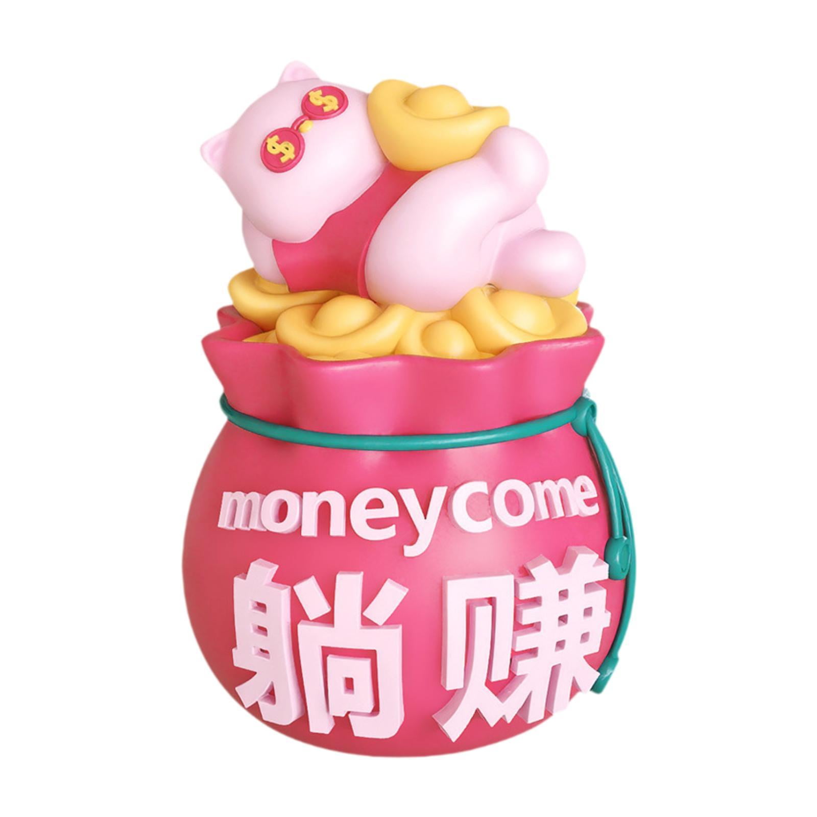 QSTDGVPW Lucky Cat Figurine Cornucopia Statue Treasure Bowl Prosperity ...