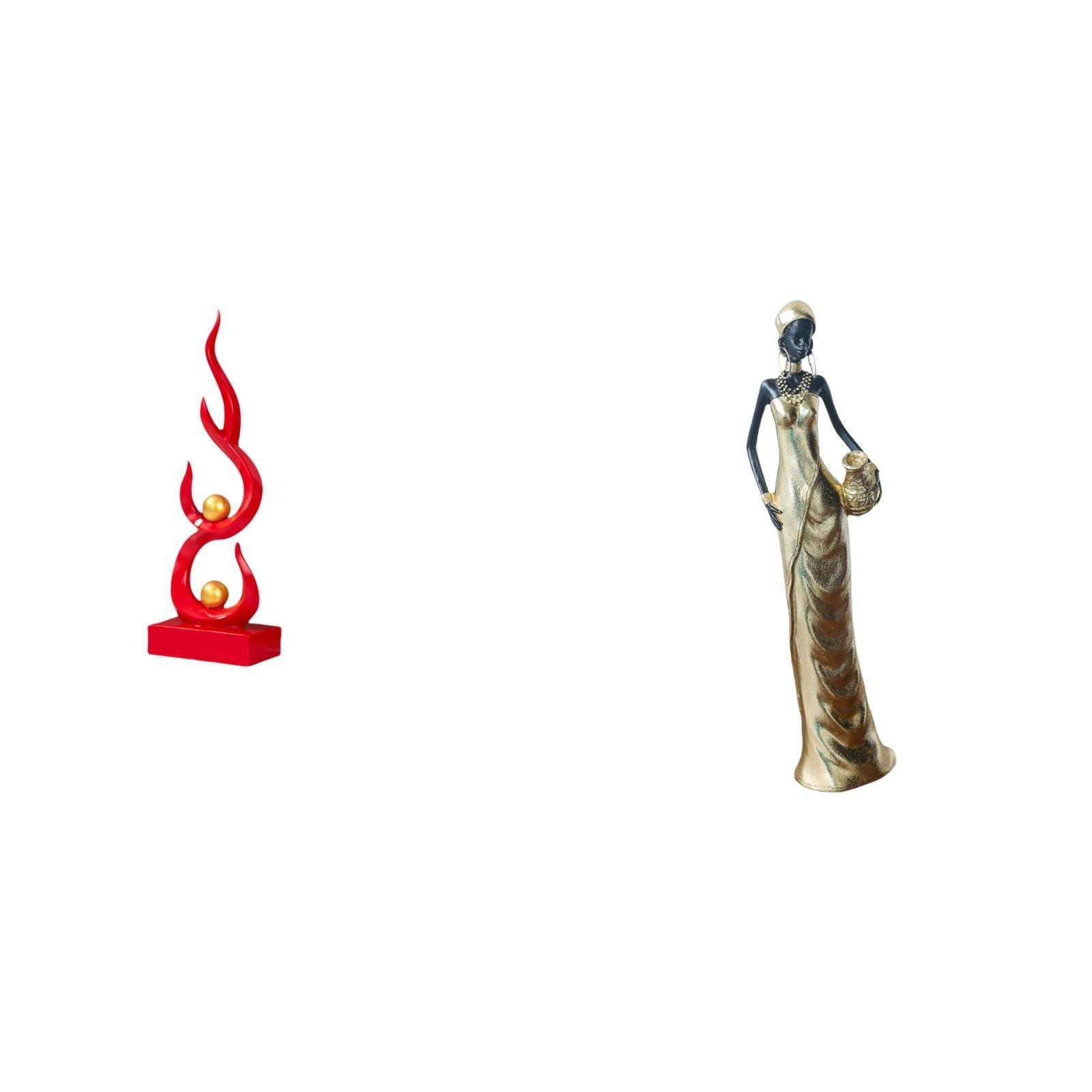 QSTDGVPW Modern Resin Flame Lady Sculpture Abstract Fire Tribal ...