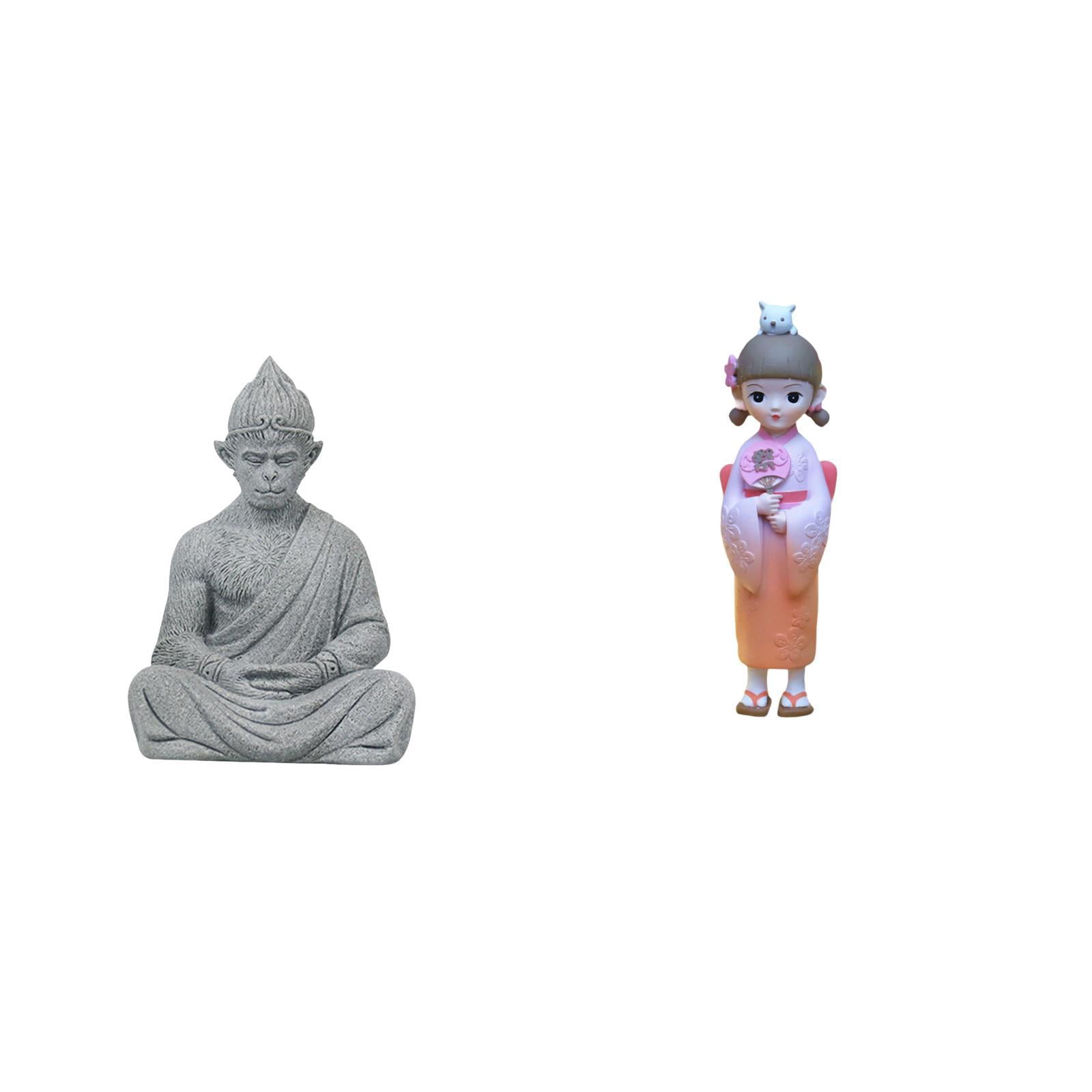 QSTDGVPW Monkey Buddha Kabuki Geisha Statue Figurine Collectible ...