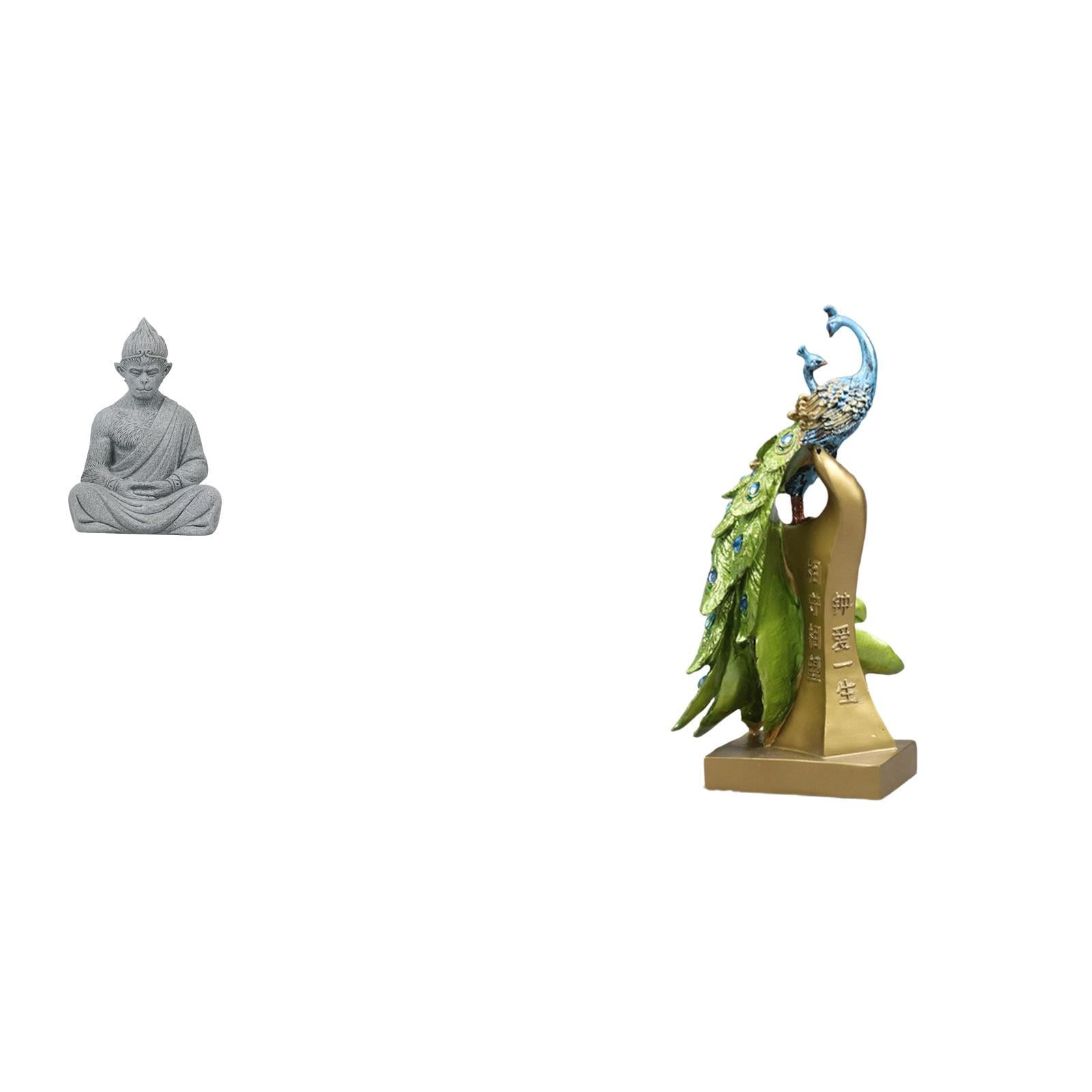 QSTDGVPW Monkey Buddha Peacock Statue Animal Sculpture Figurine Sun ...