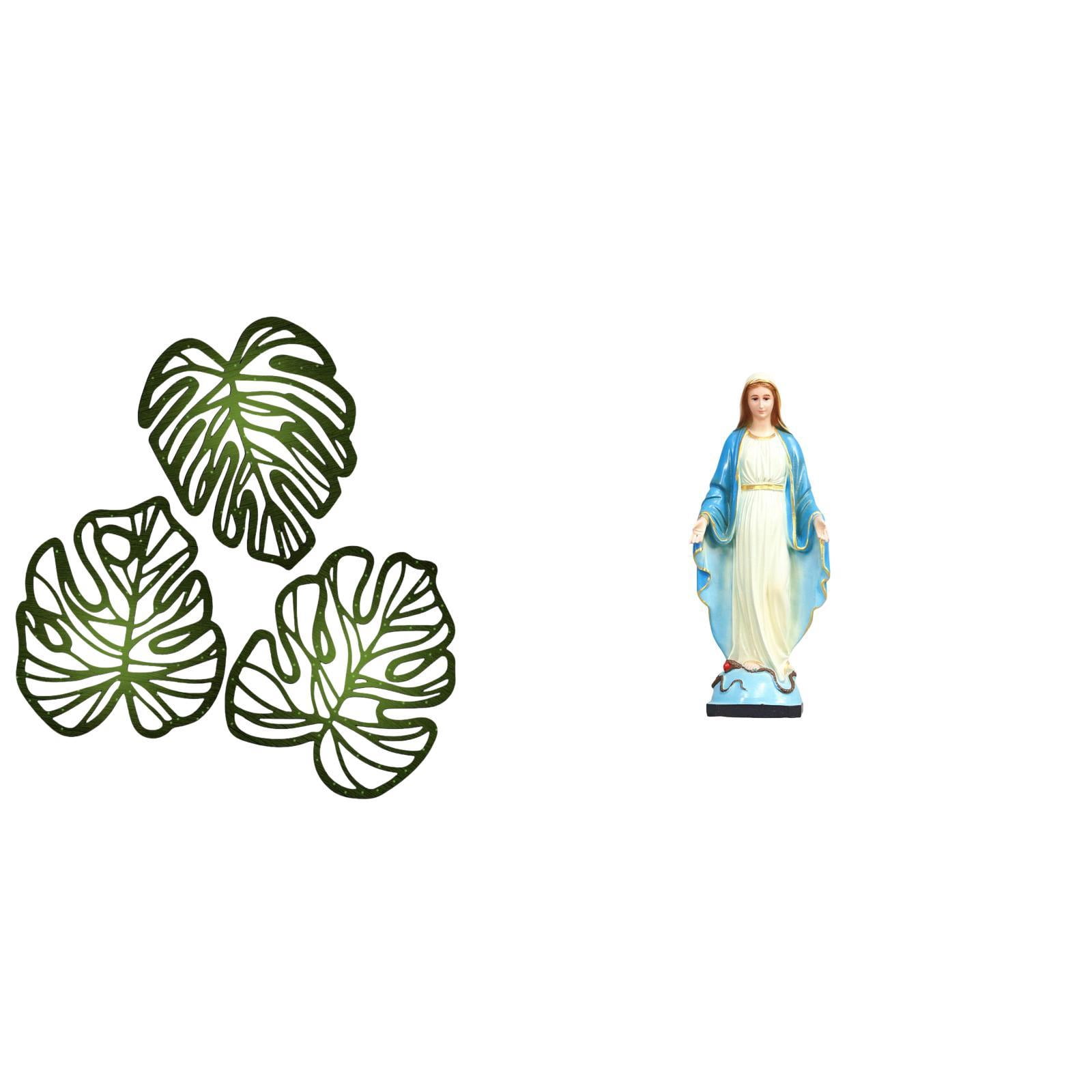 QSTDGVPW Tropical Palm Leaves Wood Wall Art with Lady of Virgin Mary ...