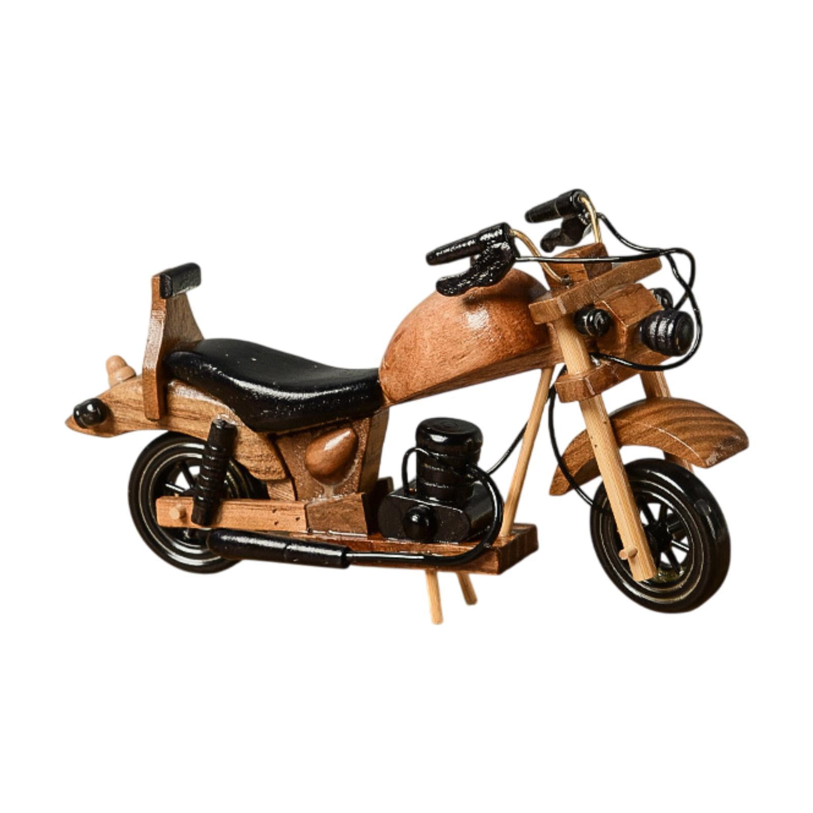 QSTDGVPW Wooden Motorcycle Model Art Craft Collectible for Countertop ...