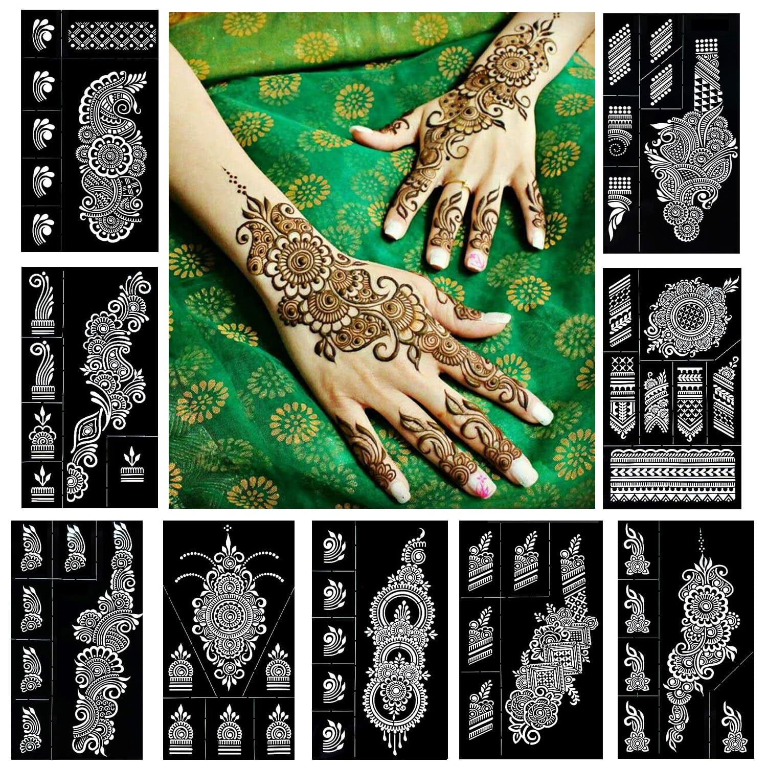 QSTOHENA Reusable Henna Tattoo KEF28 Stencils Kit, Mehendi Stencils for ...