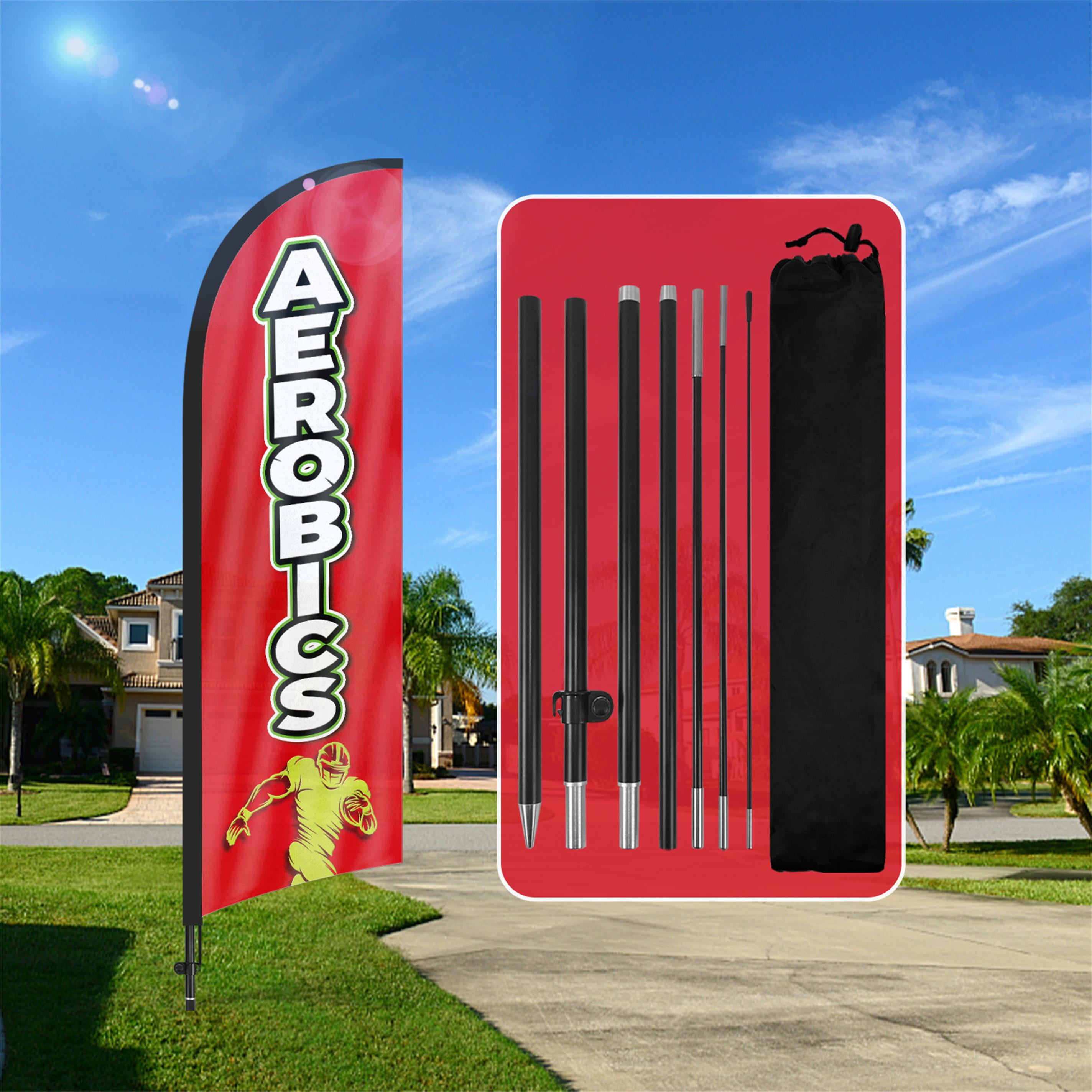 QSUM Aerobics Swooper Flag, 8.2FT Sport Advertising Feather Flag with ...