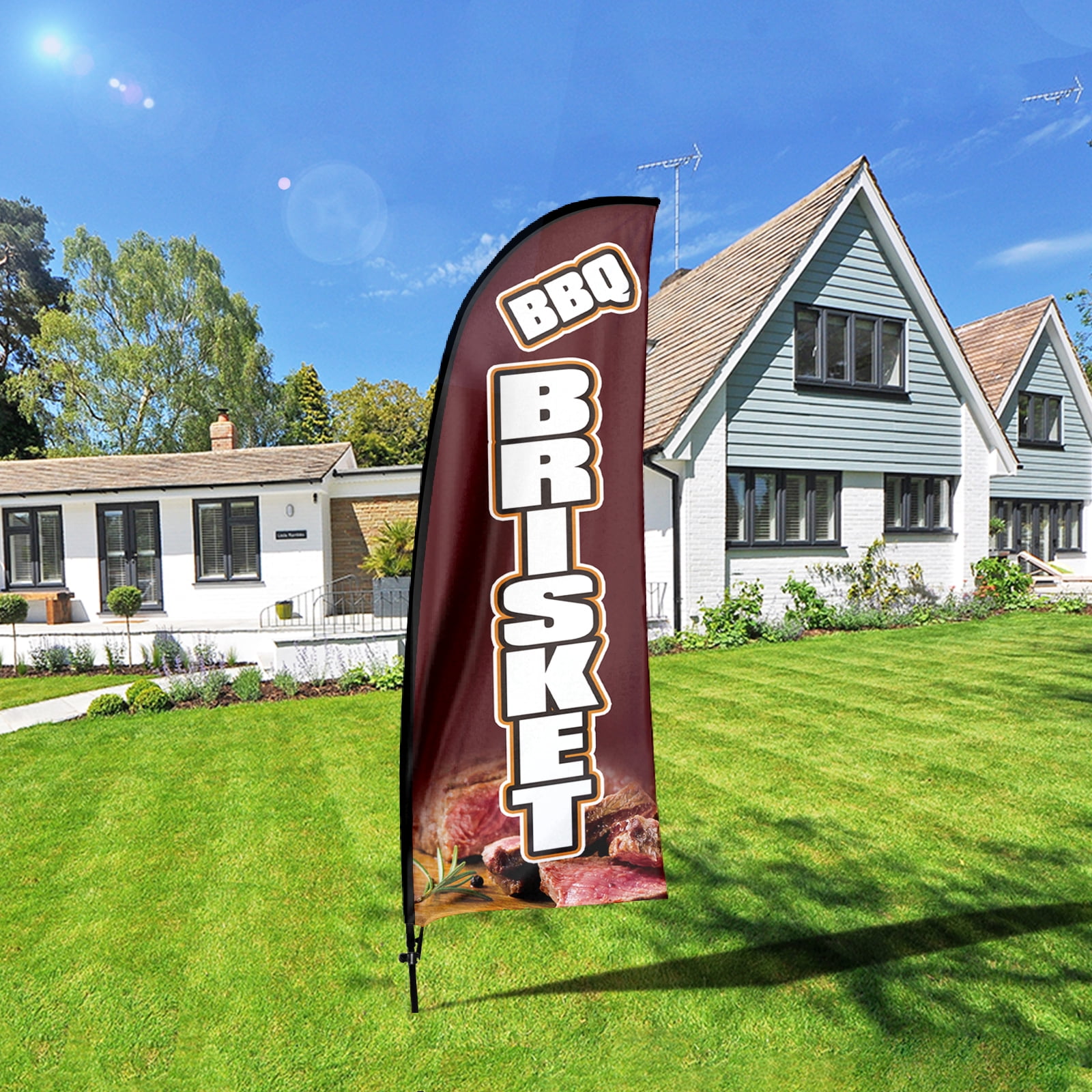 QSUM BBQ Restaurants Themed Feather Flag,7FT BBQ brisket Advertising ...