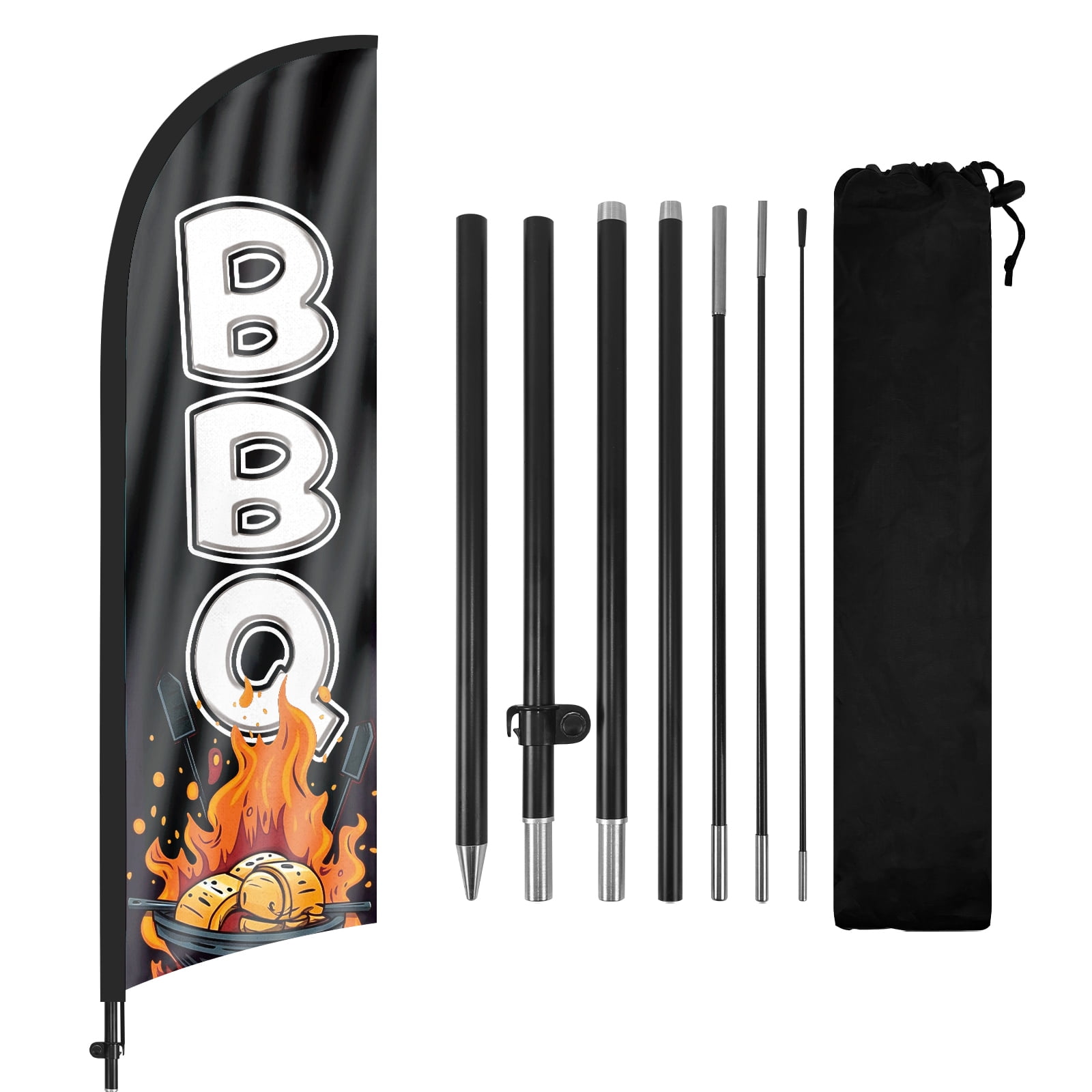 QSUM 7FT BBQ Outdoor Stand, Barbecue Feather Flag with Pole Kit ...