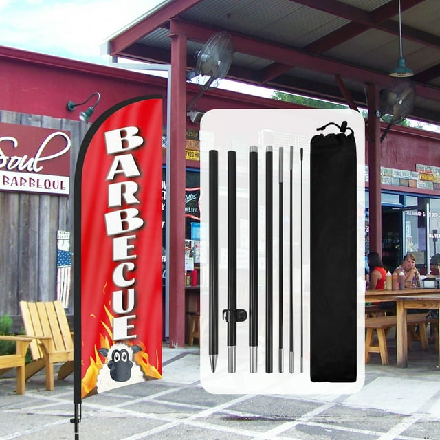 QSUM Barbecue Themed Swooper Flag, 8.2FT Barbecue Advertising Feather ...