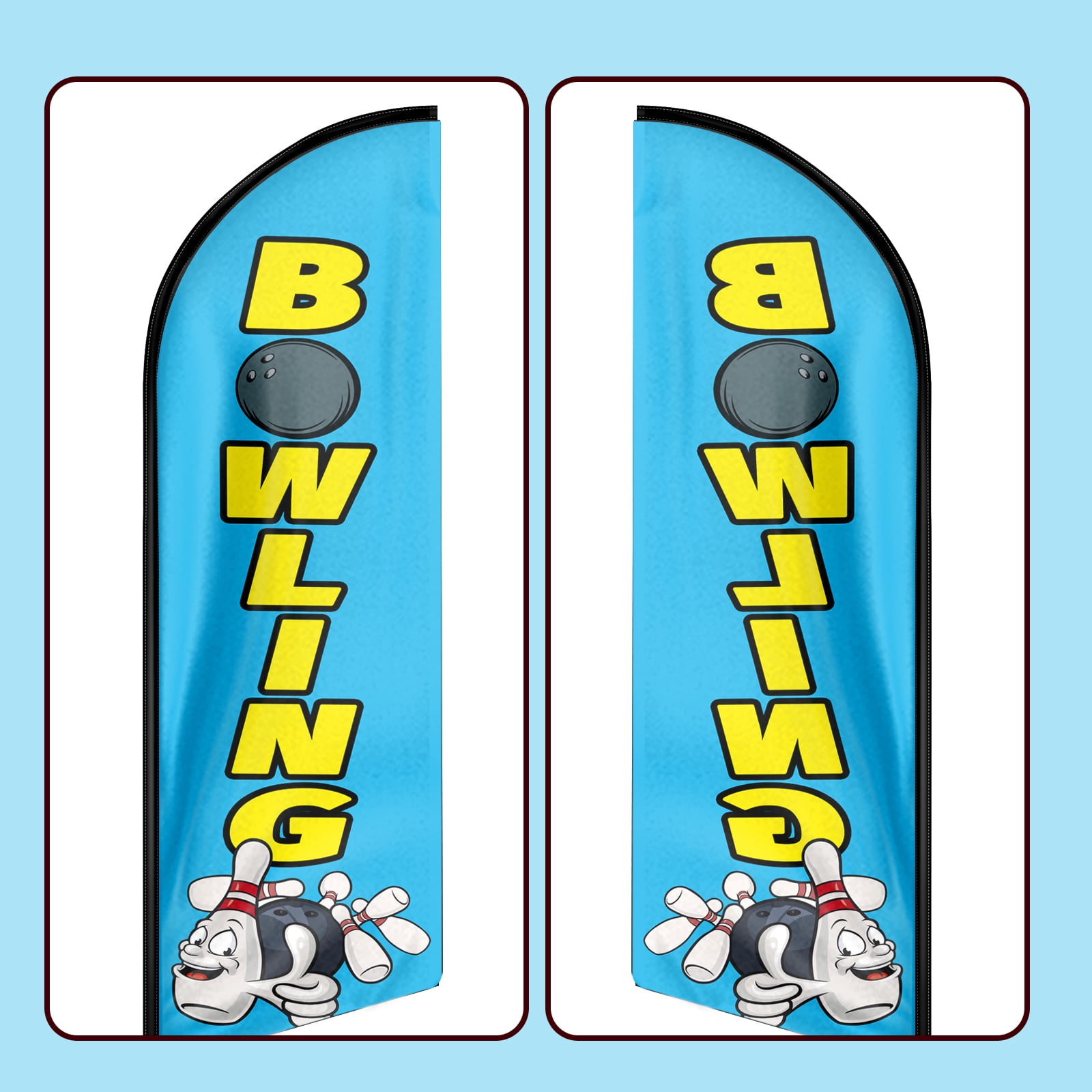 QSUM Bowling Sign Feather Flag,8FT Bowling Outdoor Advertising Flag ...