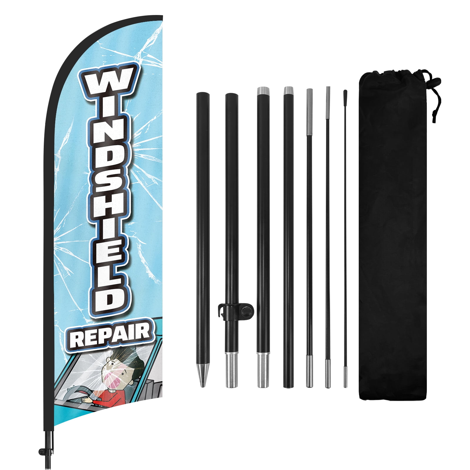 QSUM Car Repair Windshield Repair Feather Flag with Flag Pole Kit and ...