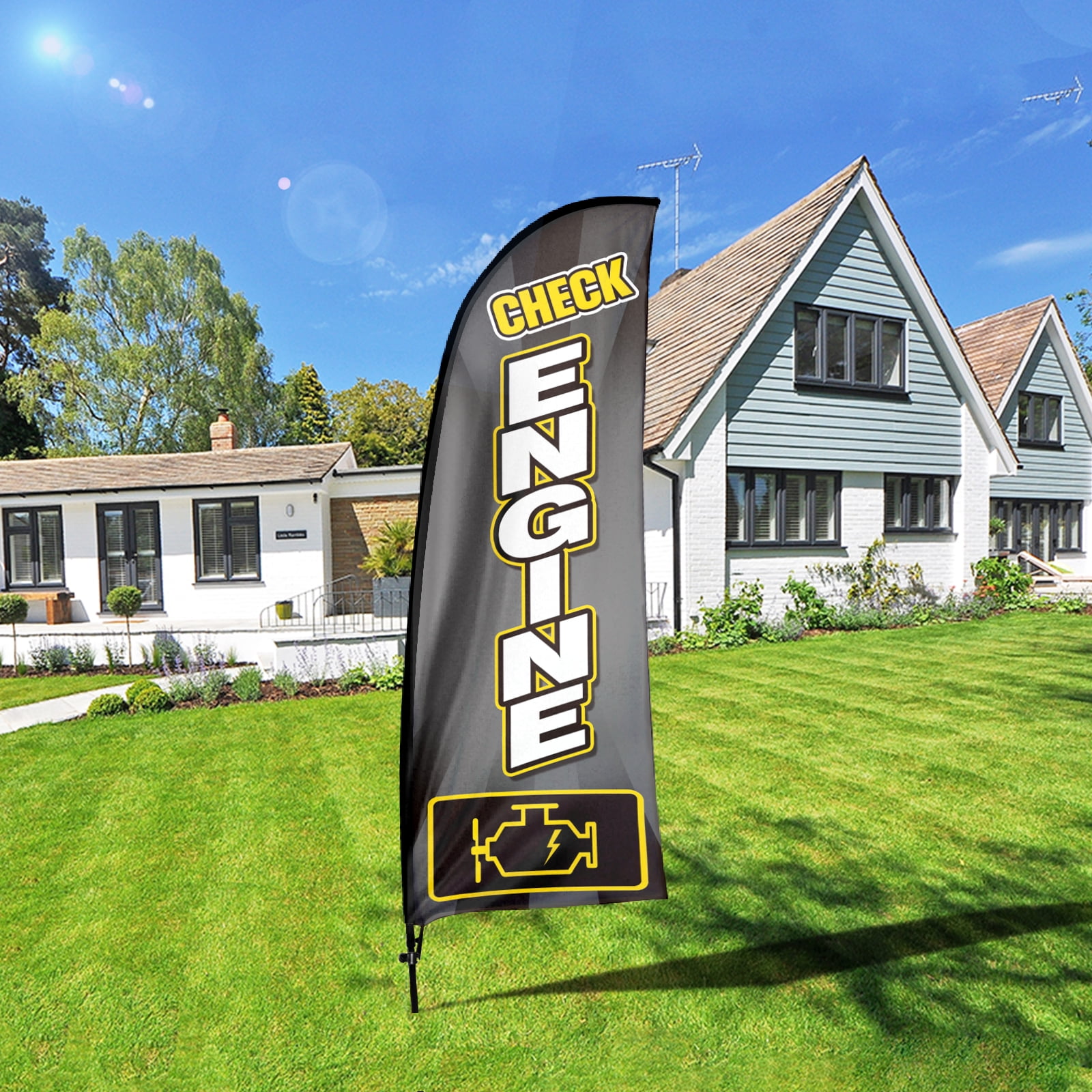 QSUM Check Engine Feather Flag Kit,7FT Car Maintenance Advertising ...