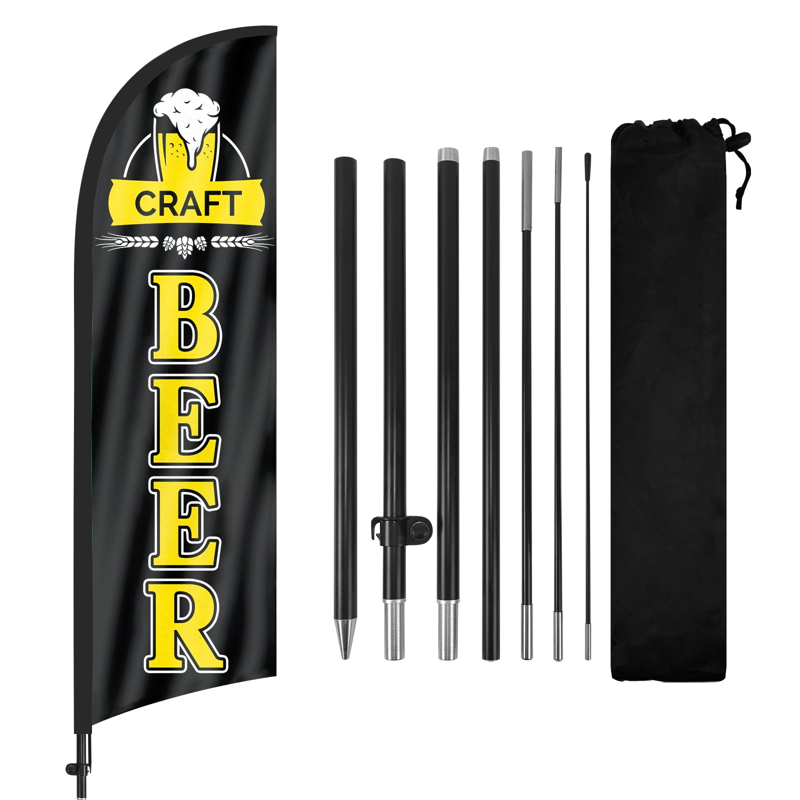 QSUM Craft Beer Themed Swooper Flag, 8.2FT Craft Beer Banner Feather ...
