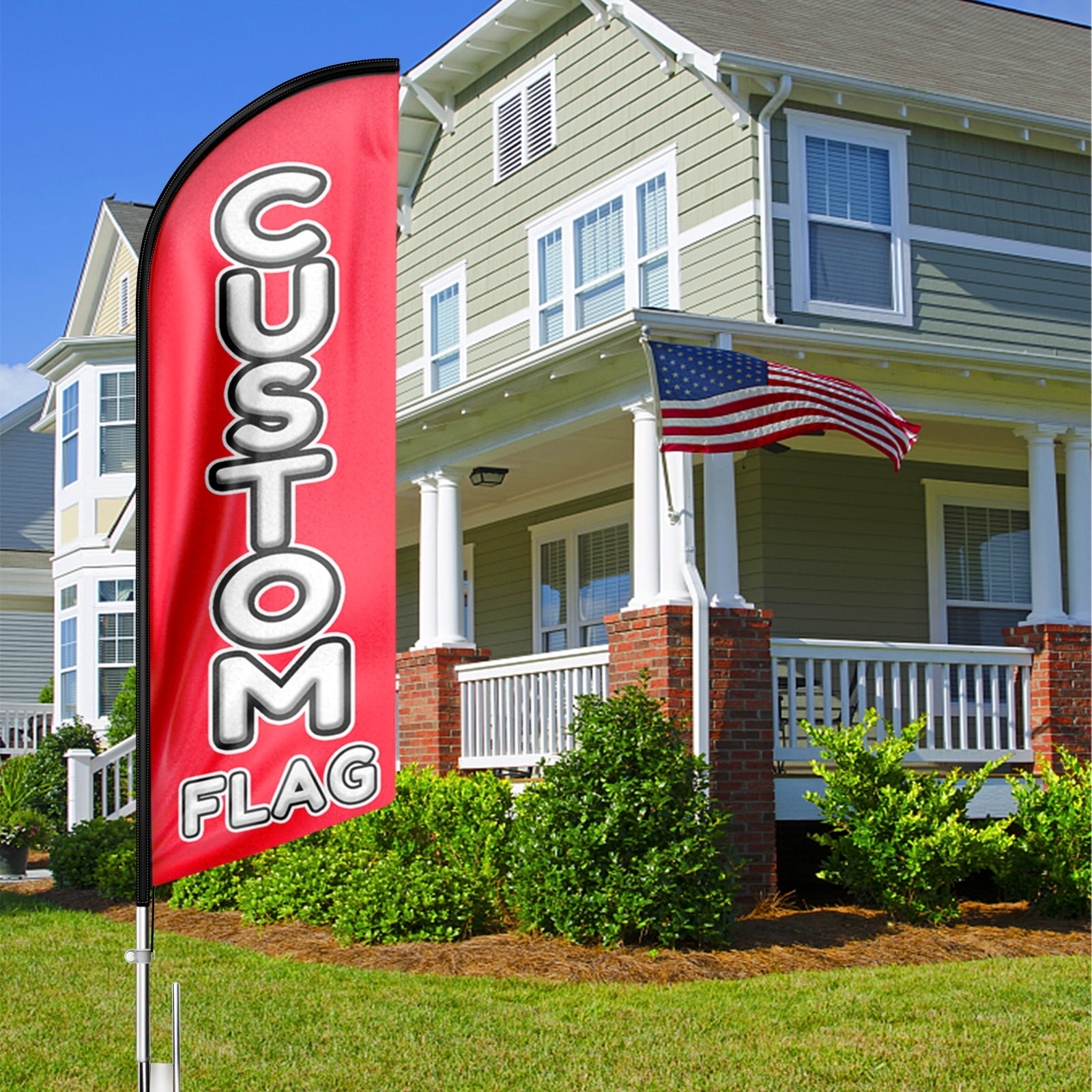 QSUM Custom Feather Flag,15-Feet Custom Windless Feather Flag with Pole ...