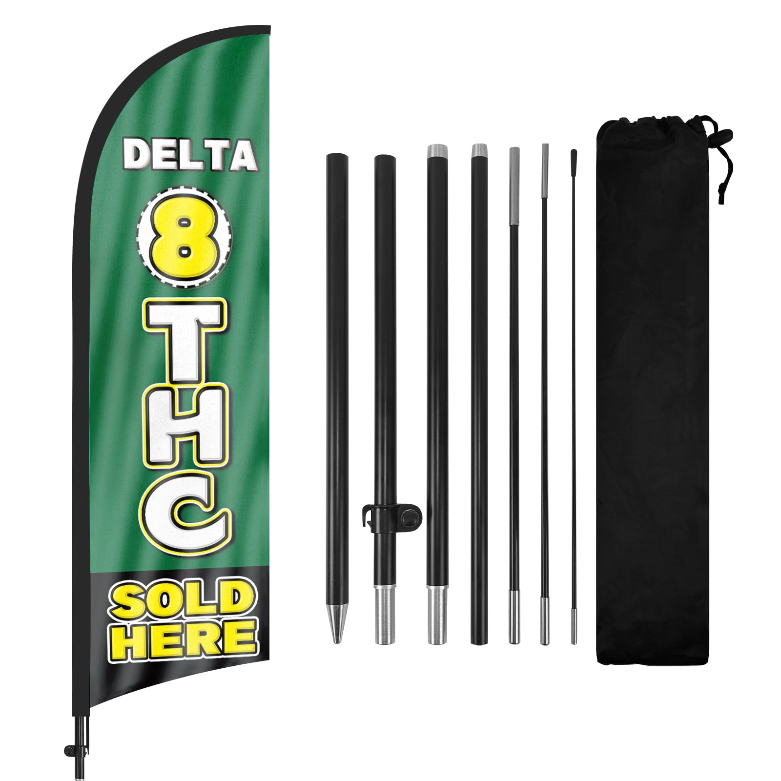QSUM Delta 8 THC Sign Feather Flag with Pole Kit,7FT Delta 8 THC ...