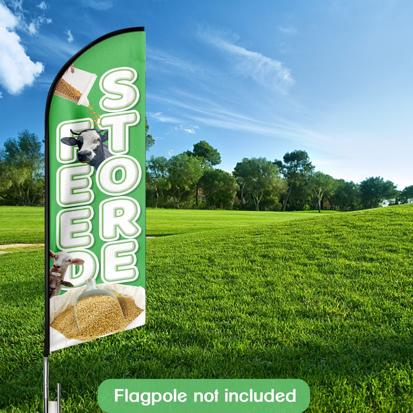 QSUM Feed Store Sign Feather Flag ,8FT Feed Store Decoration Display ...