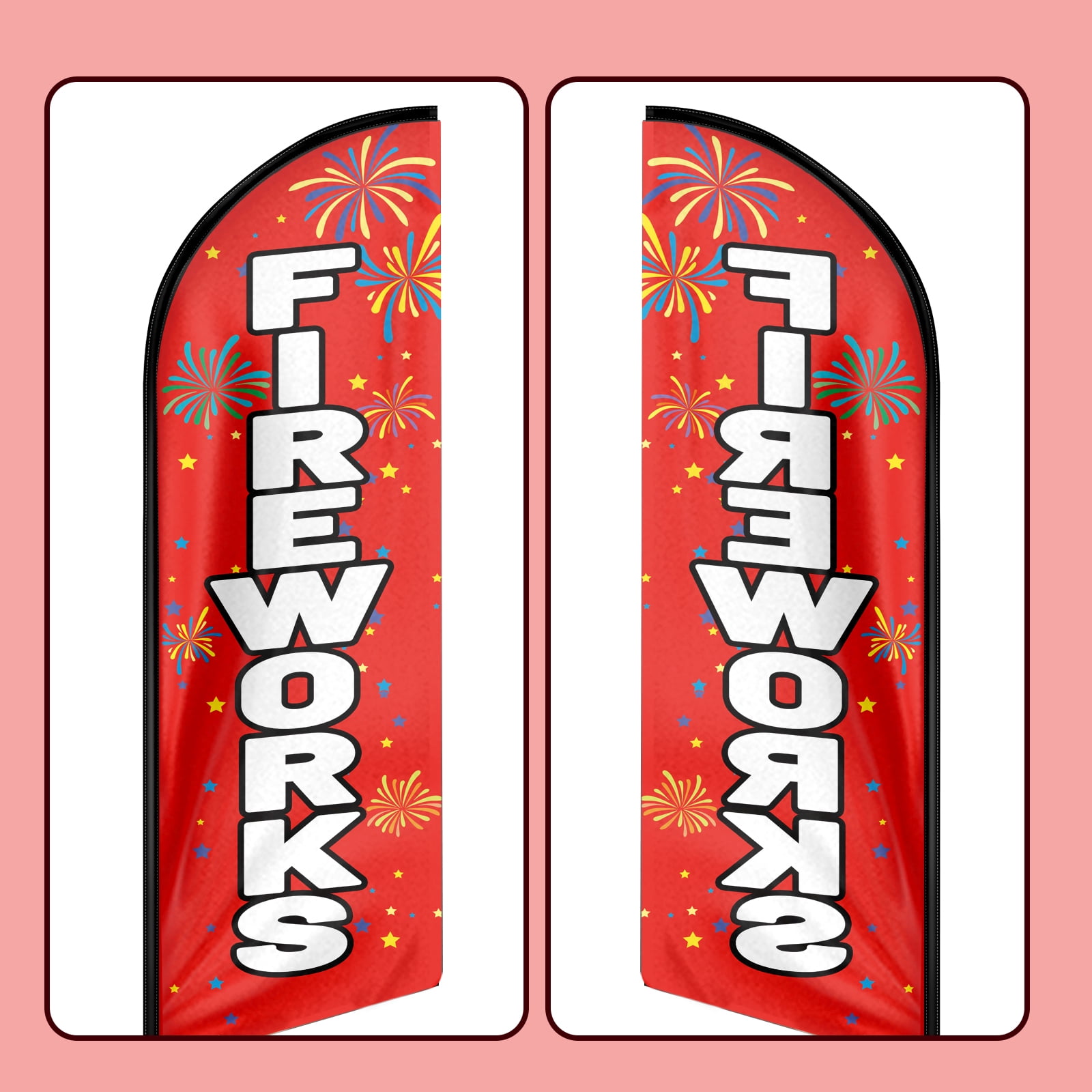 QSUM Fireworks Sign Feather Flag,8ft Fireworks Outdoor Advertising Flag ...