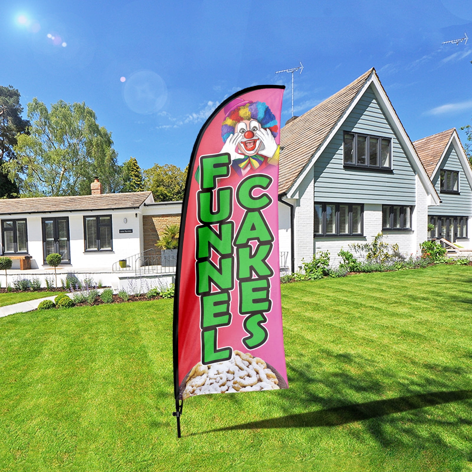 QSUM Funnel Cakes Feather Flag Kit,7FT Restaurant Advertising Banner ...