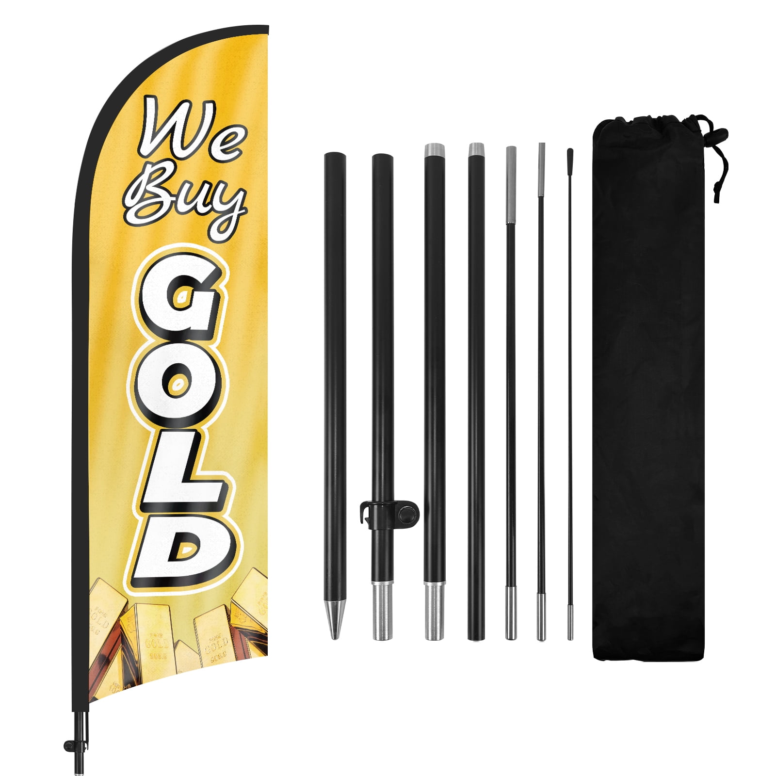 QSUM Gold Buyers Themed Feather Flag,7FT Cash for Gold Advertising ...