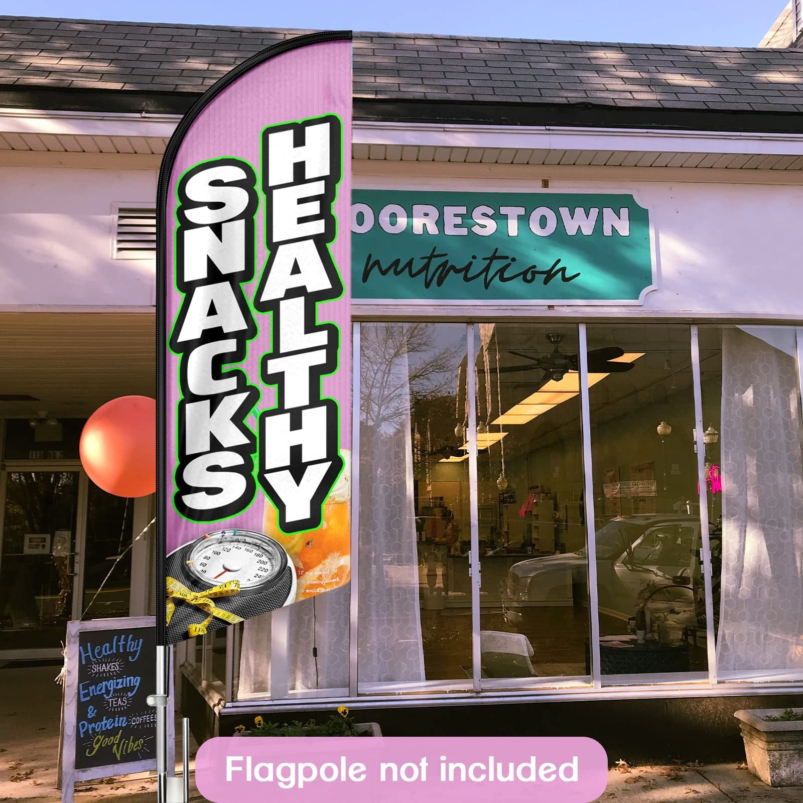 QSUM Healthy Snacks Themed Swooper Flag, 8FT Healthy Snacks Advertising ...