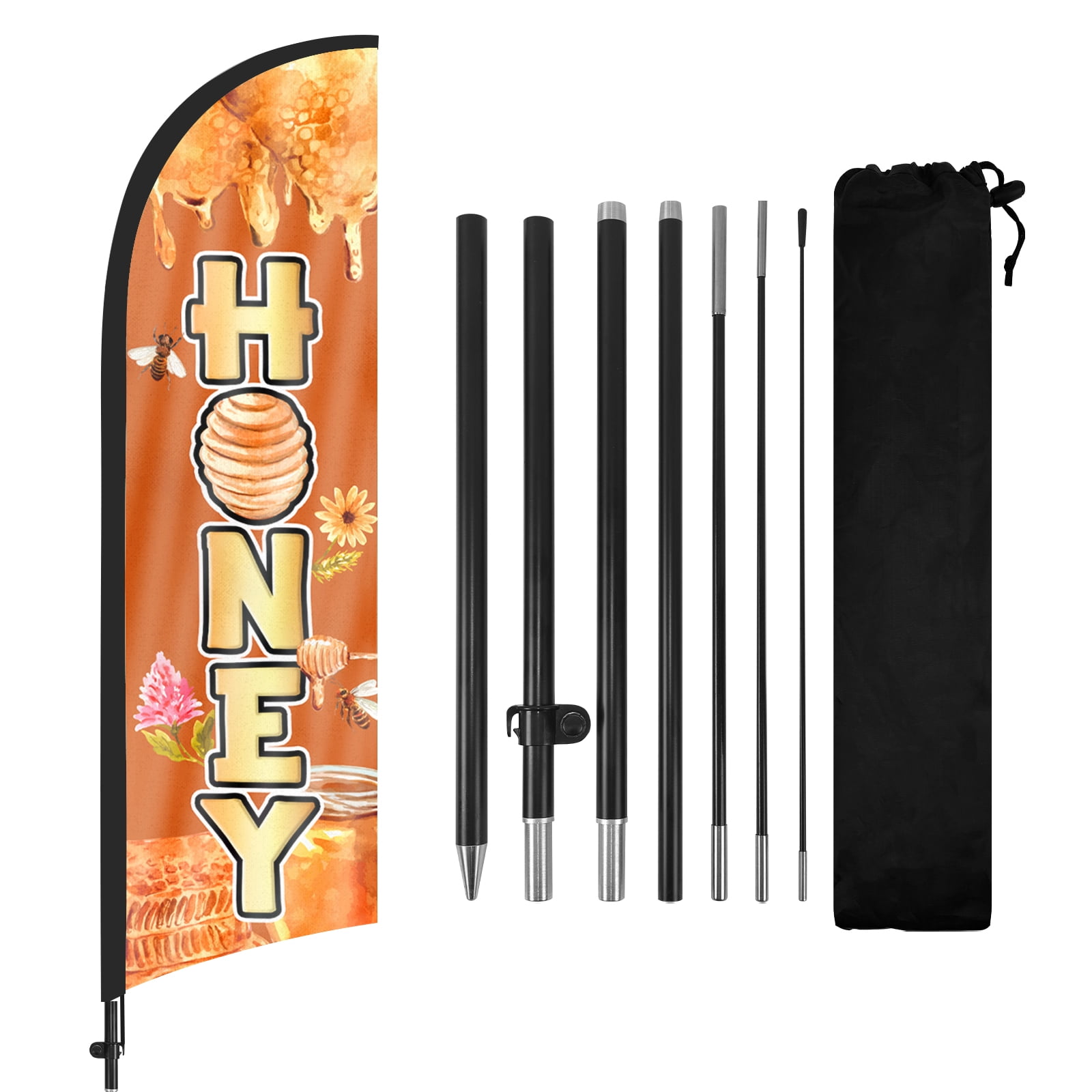 QSUM Honey Themed Swooper Flag, 8.2FT Honey Banner Feather Flag with ...