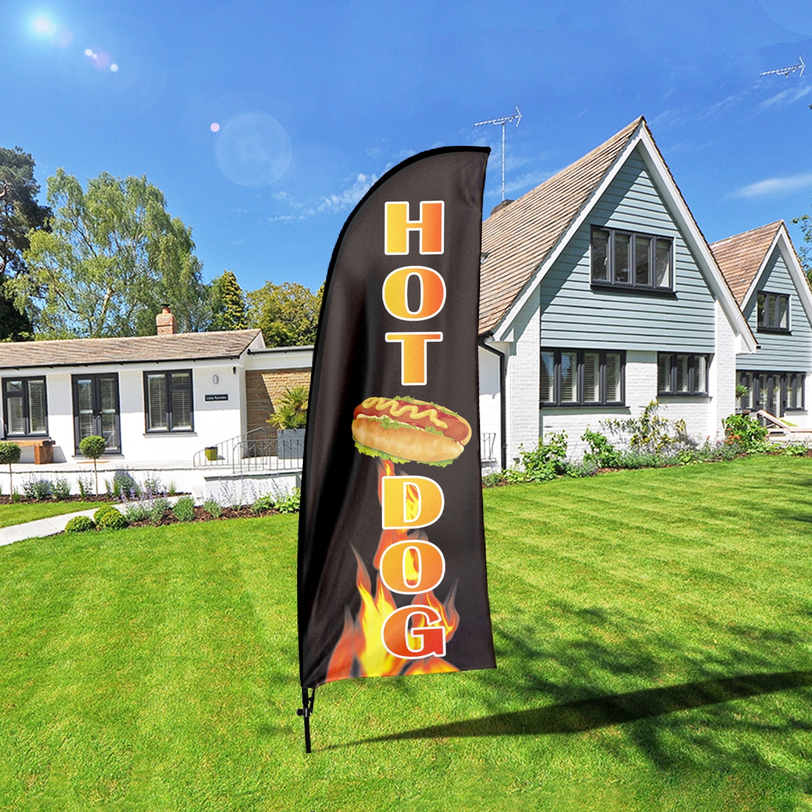 QSUM Hot Dog Feather Flag Kit,7FT Fast Food Restaurant Advertising ...
