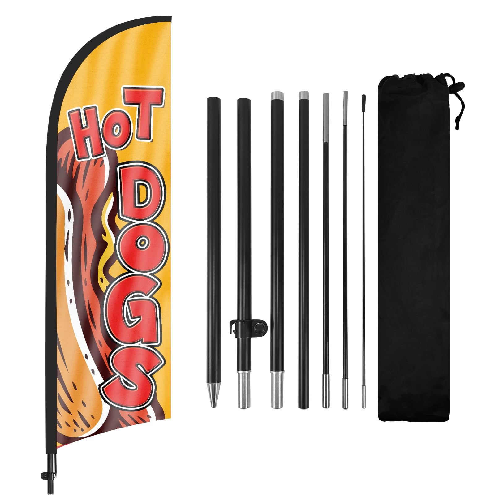 QSUM Hot Dog Sign Feather Flag with Pole Kit,7FT Hot Dog Decoration ...