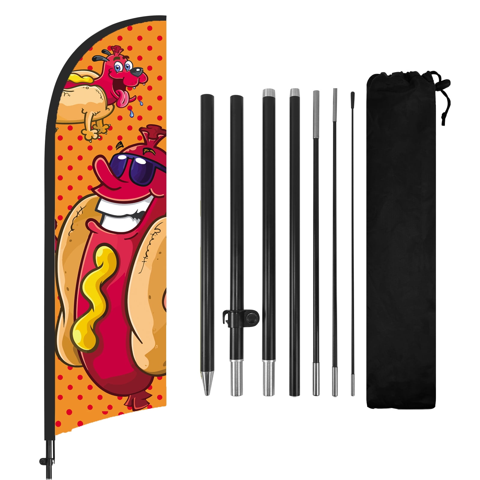 QSUM Hot Dog Themed Feather Flag,8.2FT Food Restaurant Advertising ...