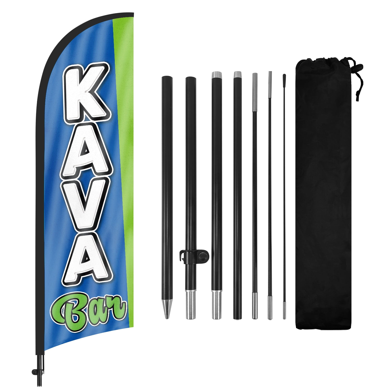 QSUM Kava Bar Sign Feather Flag with Pole Kit,7FT Kava Bar Decoration ...