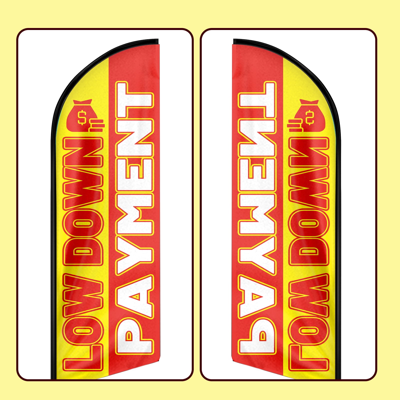 QSUM Low Down Payment Sign Feather Flag,8FT Low Down Payment Outdoor ...